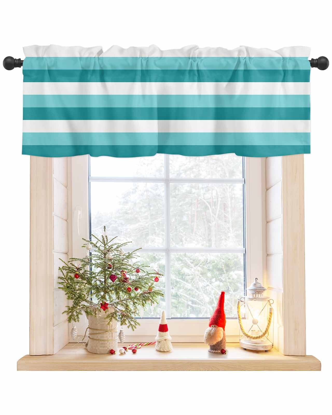 Turquoise Farmhouse Striped Curtain Valance for Windows/Living Room ...