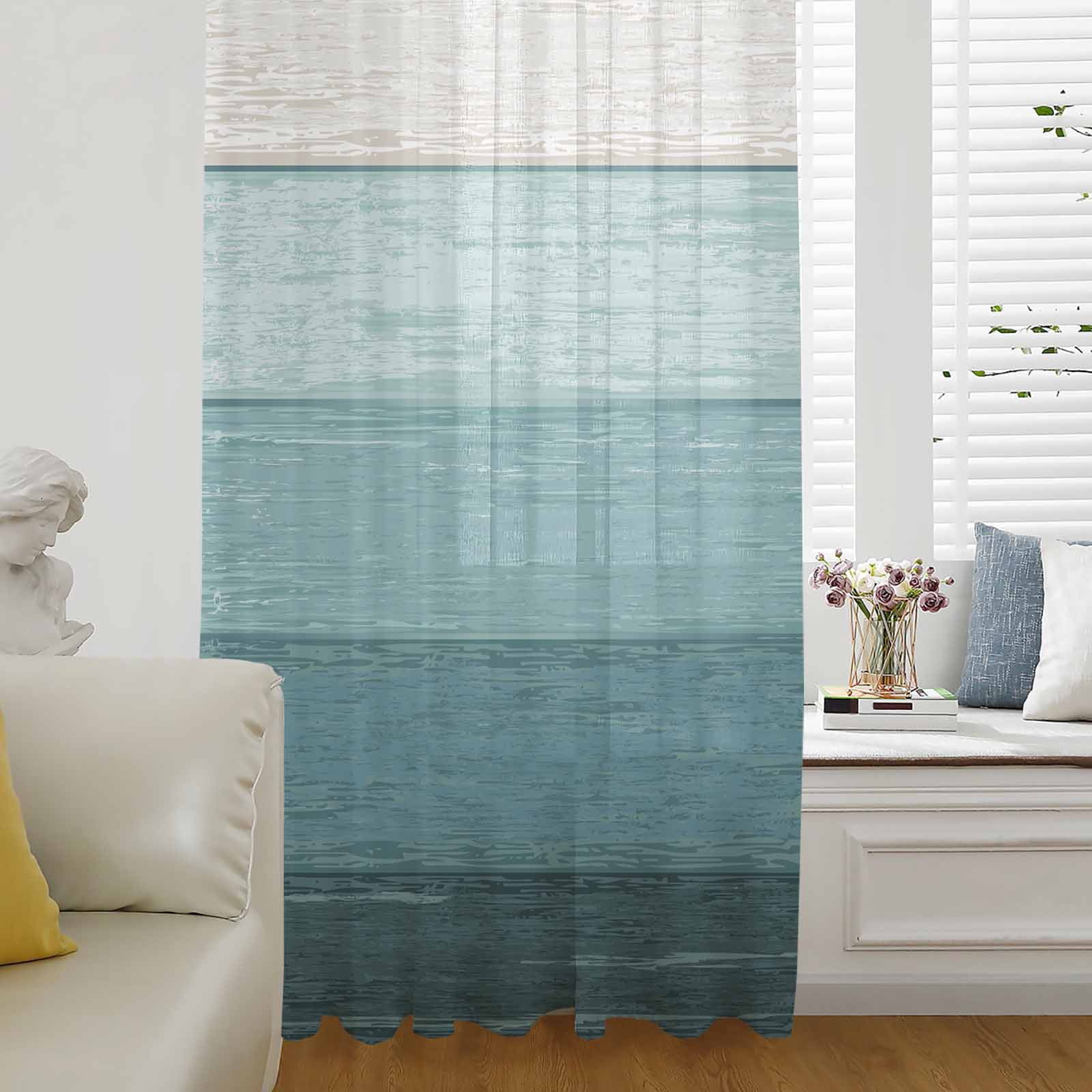 Turquoise Farmhouse Window Curtain 84 Inches Long,Country Vintage ...