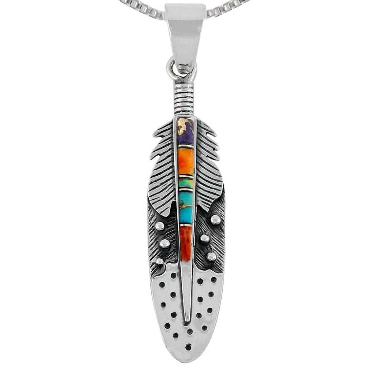 Turquoise Feather Necklace Multi-Colors for Women Sterling Silver 925 ...
