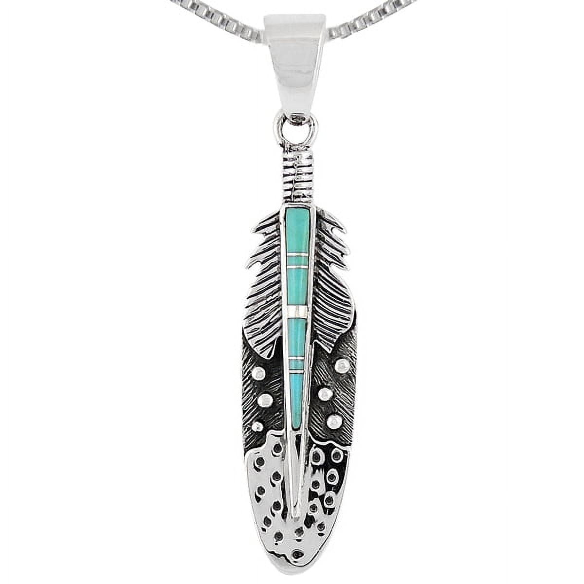 Turquoise Feather Necklace for Women Sterling Silver 925 | Turquoise ...