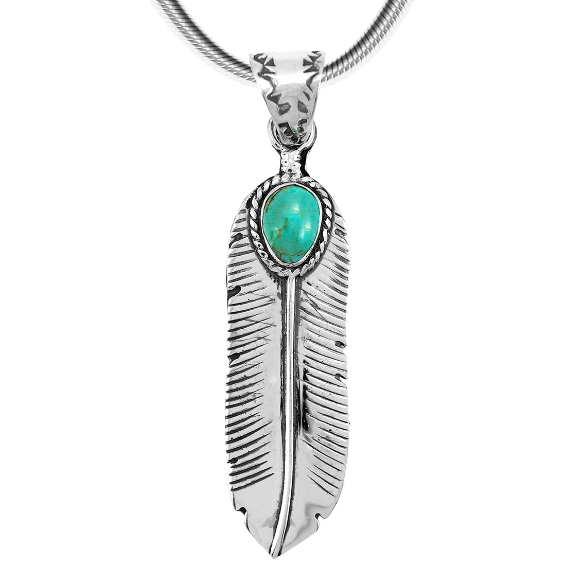 Turquoise Feather Necklace for Women Sterling Silver 925 | Turquoise ...