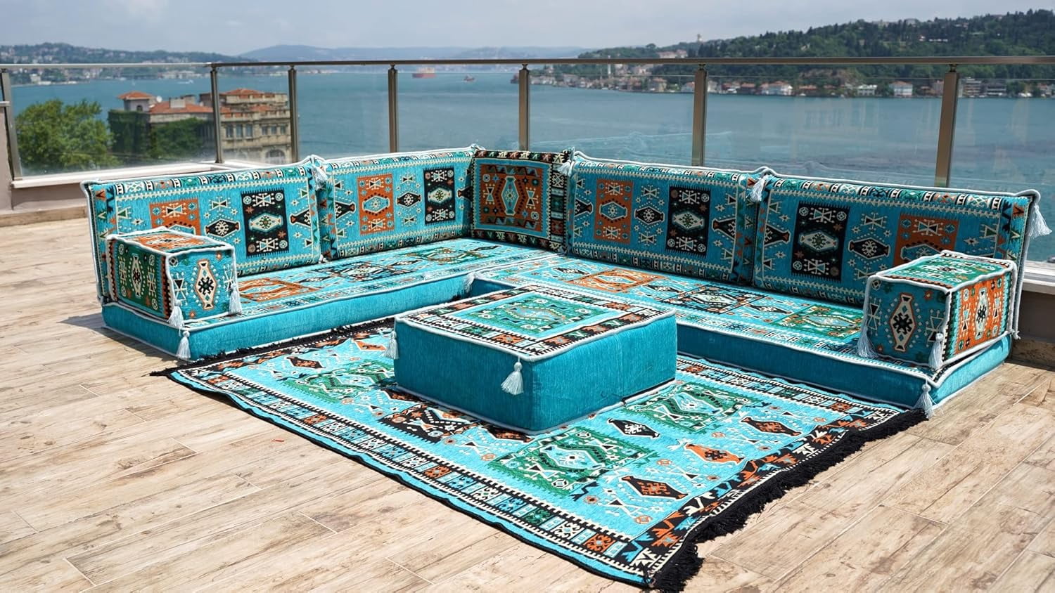 Turquoise Floor Cushions, Arabic Majlis, Turkish Sofa Set, L Shaped ...