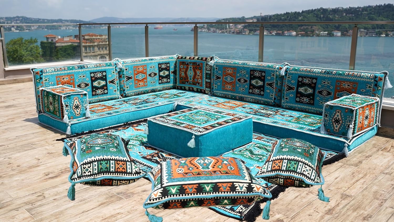 Turquoise Floor Cushions, Arabic Majlis, Turkish Sofa Set, L Shaped ...