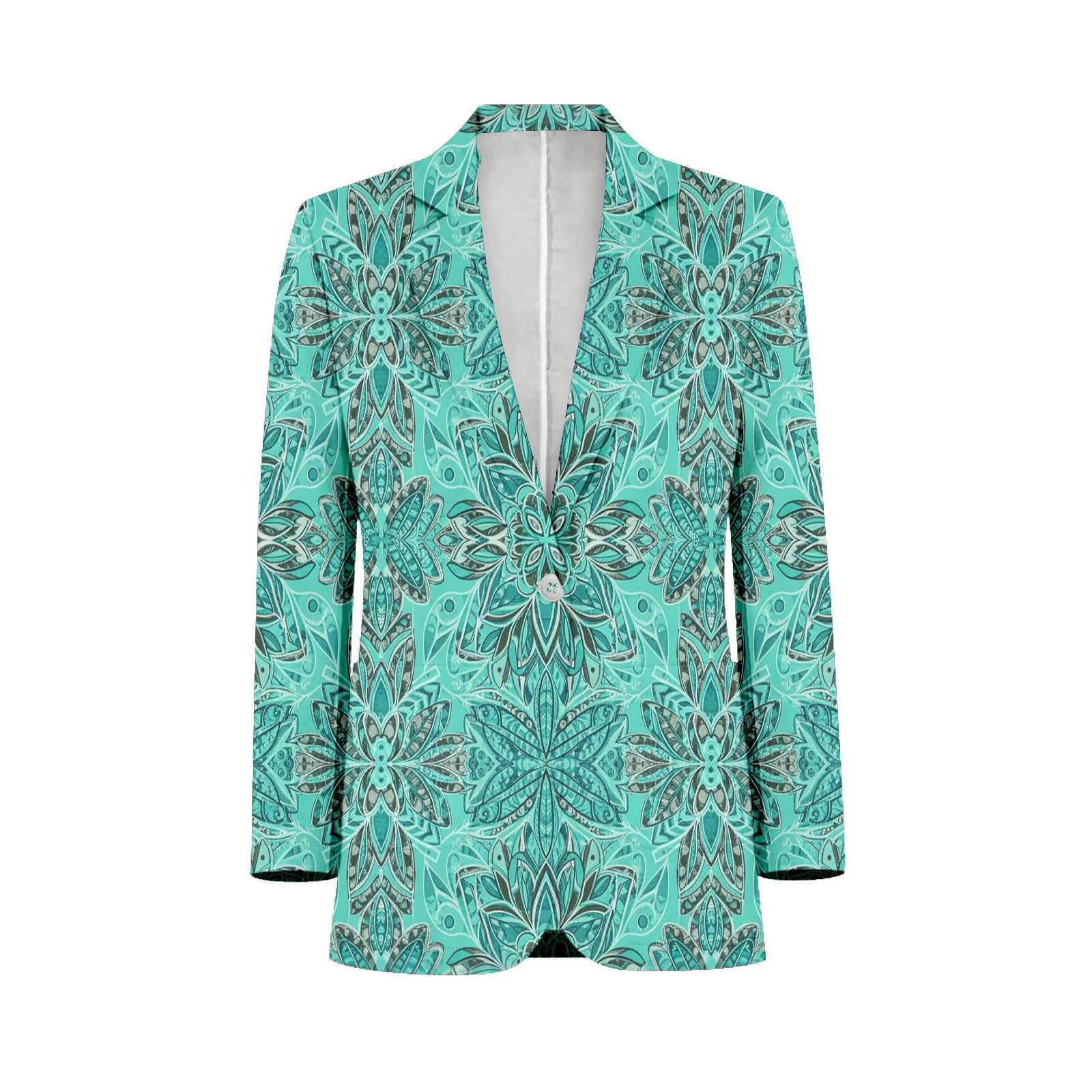 Turquoise Floral Kaleidoscope Customized Men's Suits full man Shawl ...