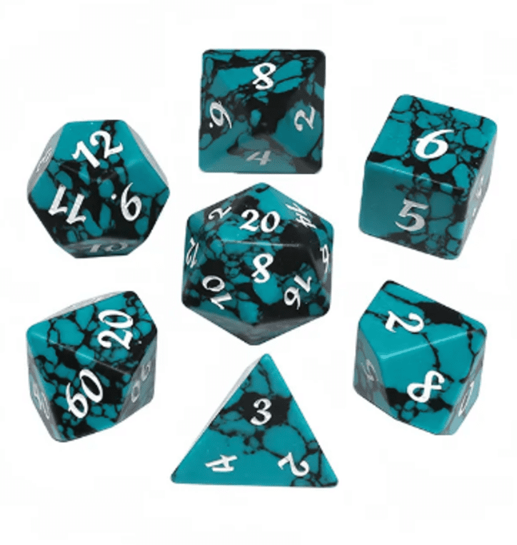 🍃🔷Turquoise Gemstone Dice Set | 💀TPK | RPG DnD Dungeons & Dragons ...