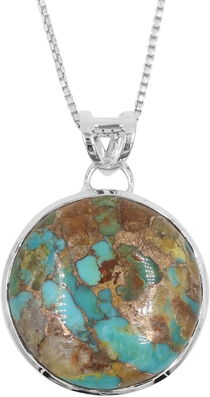 Turquoise Gemstone Necklace Sterling Silver Necklace Pendant Necklace ...
