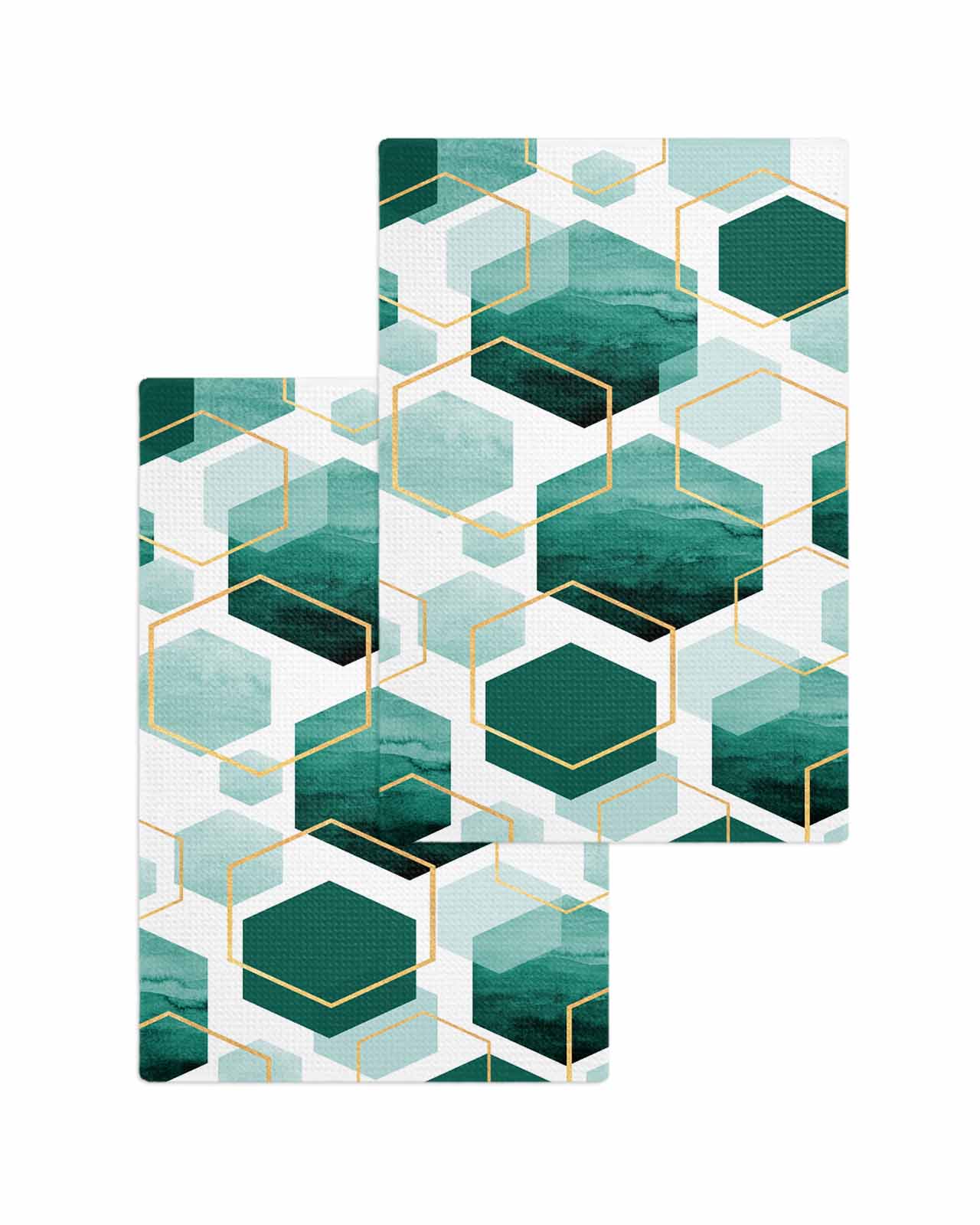 Turquoise Geometric Kitchen Dish Towels for Drying Dishes Set of 2 ...