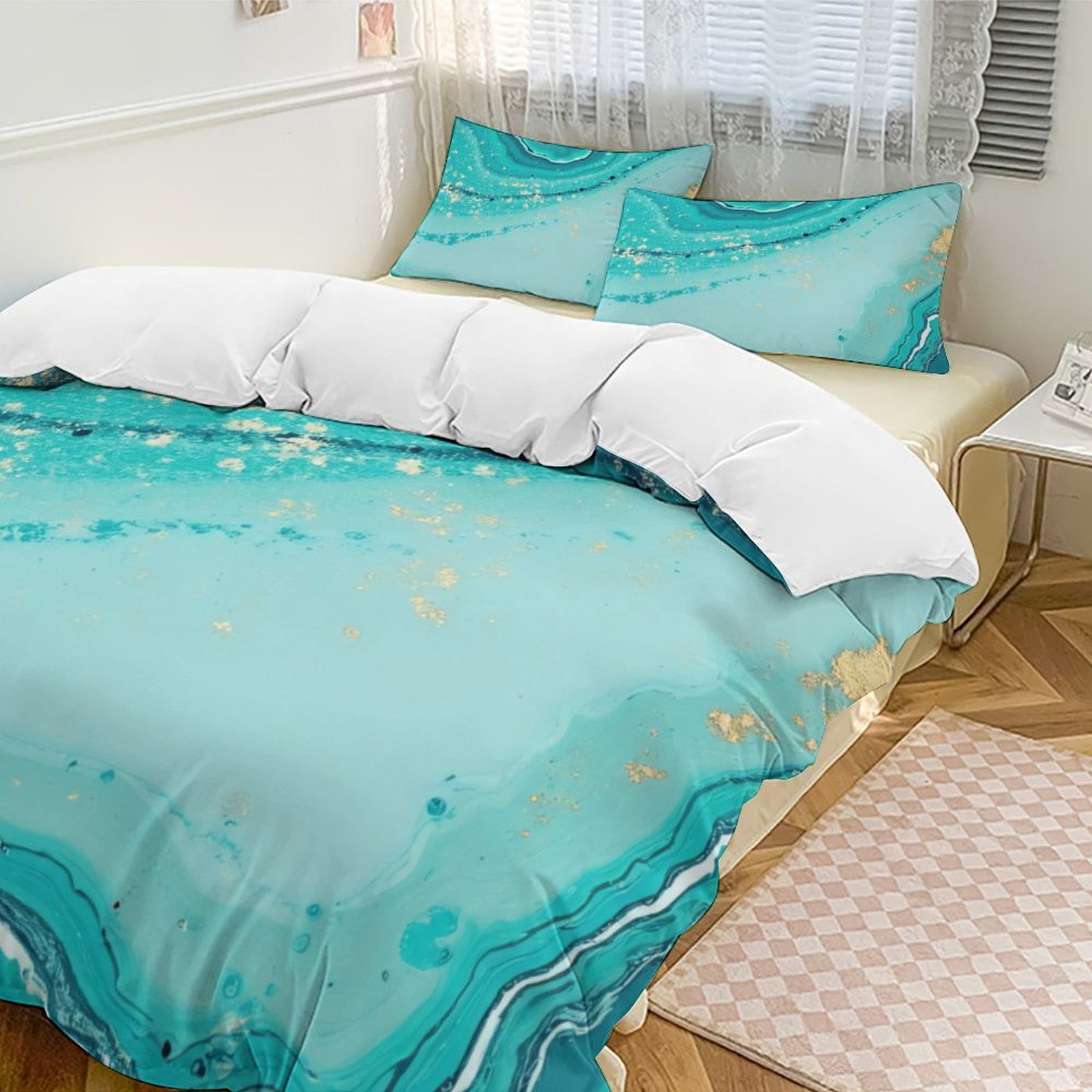 Turquoise Gold Marble Art 3D Duvet Cover Set Quilt Cover Theme of Kid ...