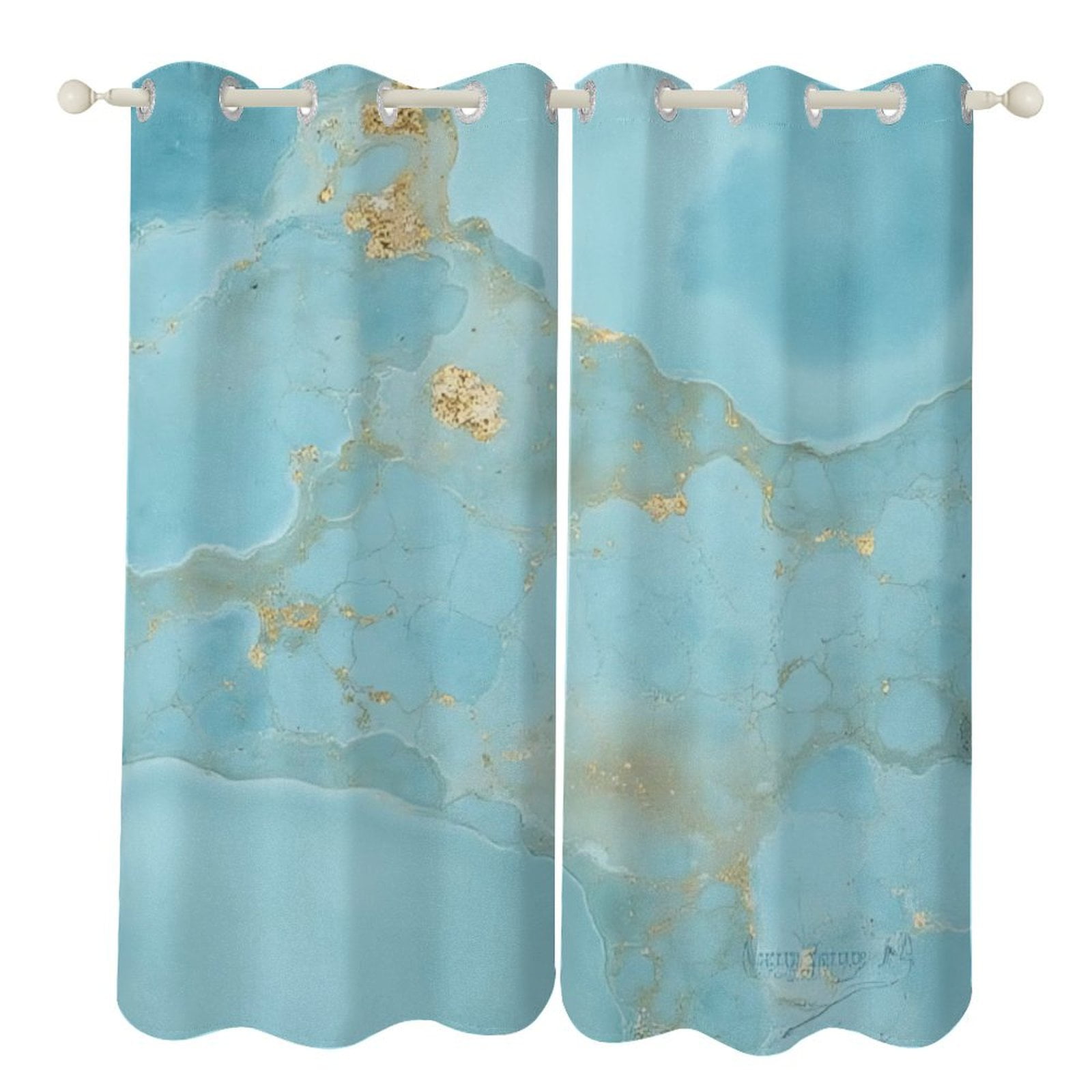 Turquoise Gold Marble Texture Luxury Window Curtains Blinds for Living ...