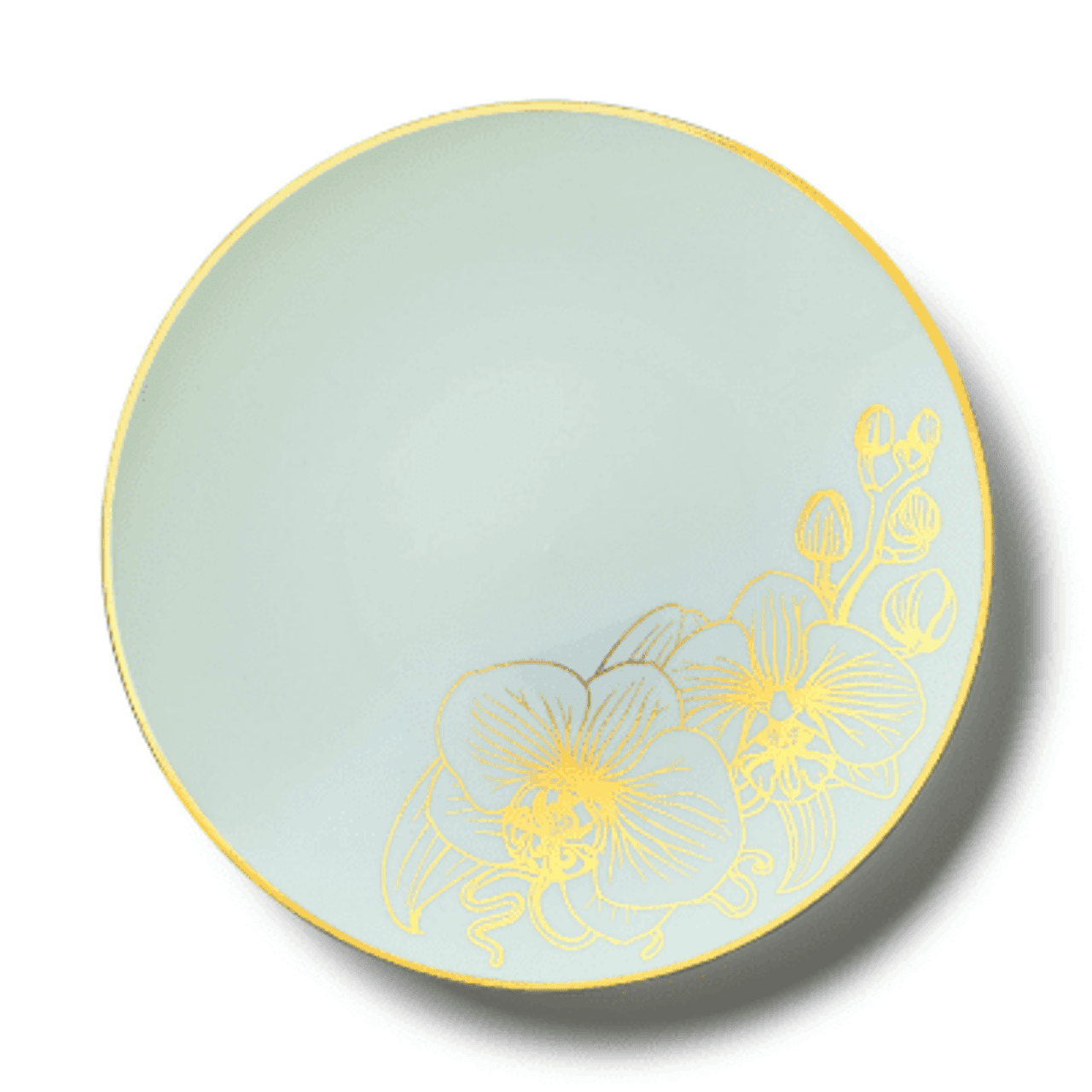 Turquoise / Gold Orchid Floral Collection 10" Banquet / Dinner Plastic ...