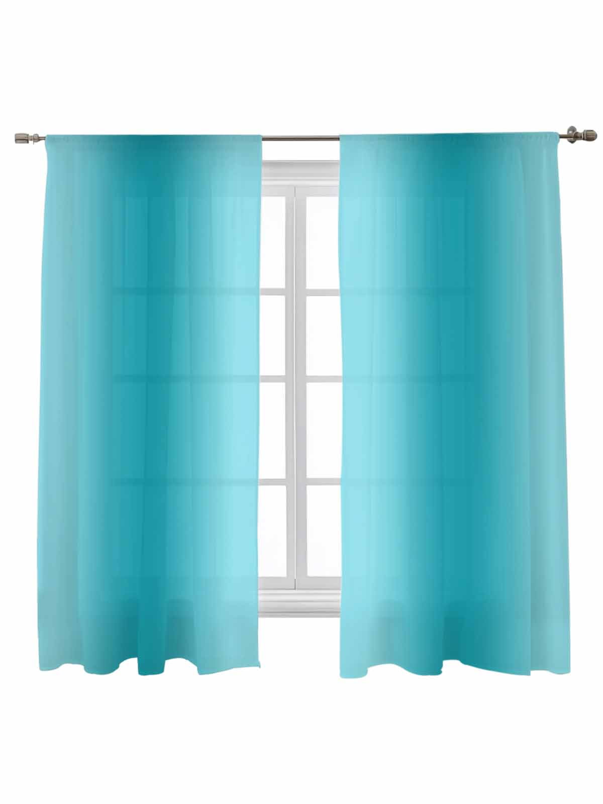 Turquoise Gradient Sheer Curtains 2 Panels Set Abstract Texture Modern ...