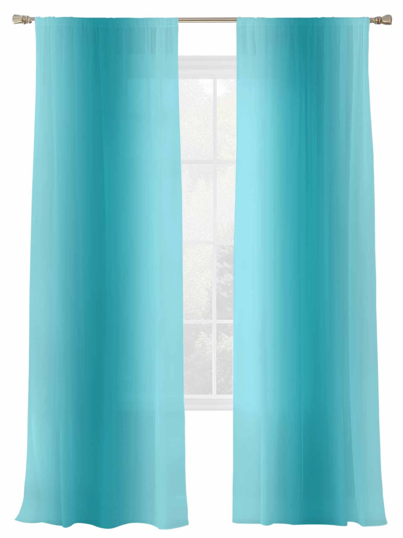 Turquoise Gradient Sheer Curtains 96 Inch Long 2 Panels, Abstract ...
