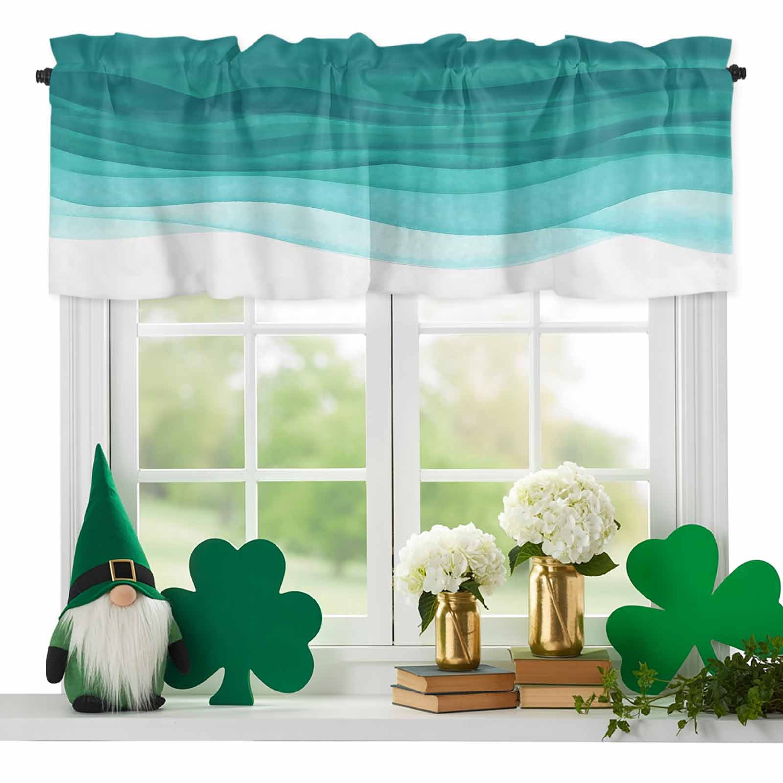 Turquoise Gradient Valances for Windows, Watercolor Abstract Turquoise ...