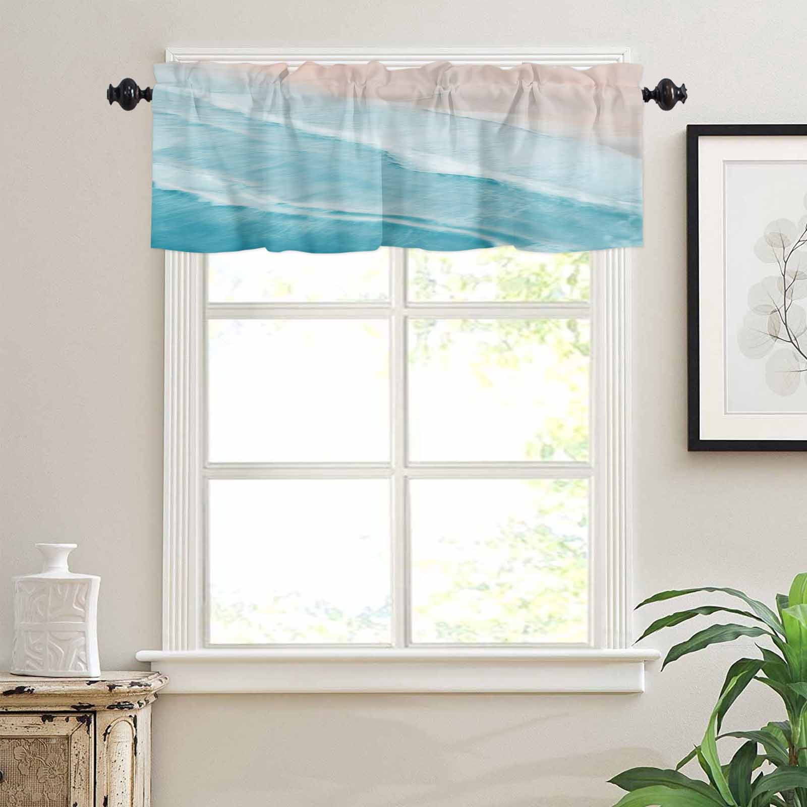 Turquoise Gradient Window Valances for Kitchen, Spray Bohemian Beach ...