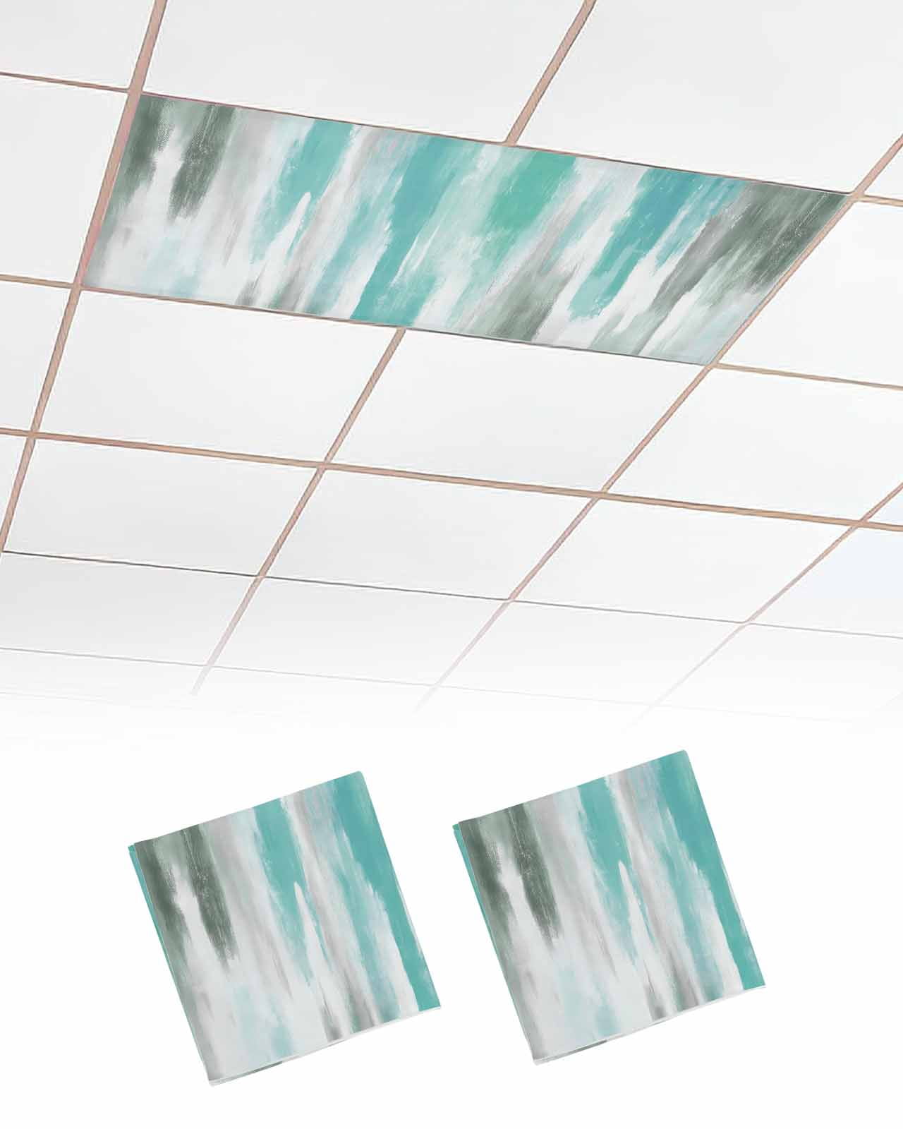 Turquoise Gray Fluorescent Light Covers for Ceiling Lights 4x2 feet,2 ...