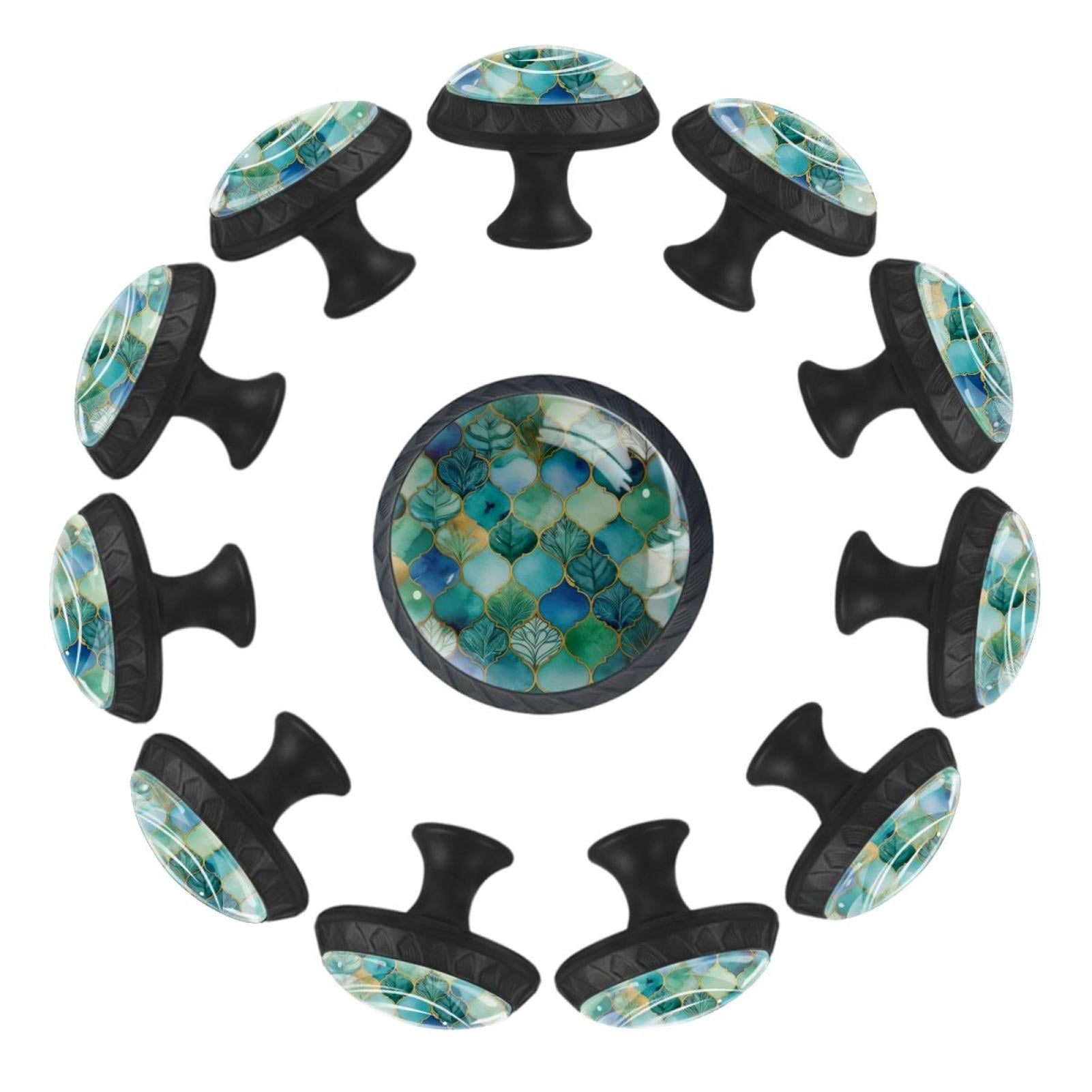 Turquoise Green 35MM Round Glass Cabinet Knobs, Kitchen Knobs for ...