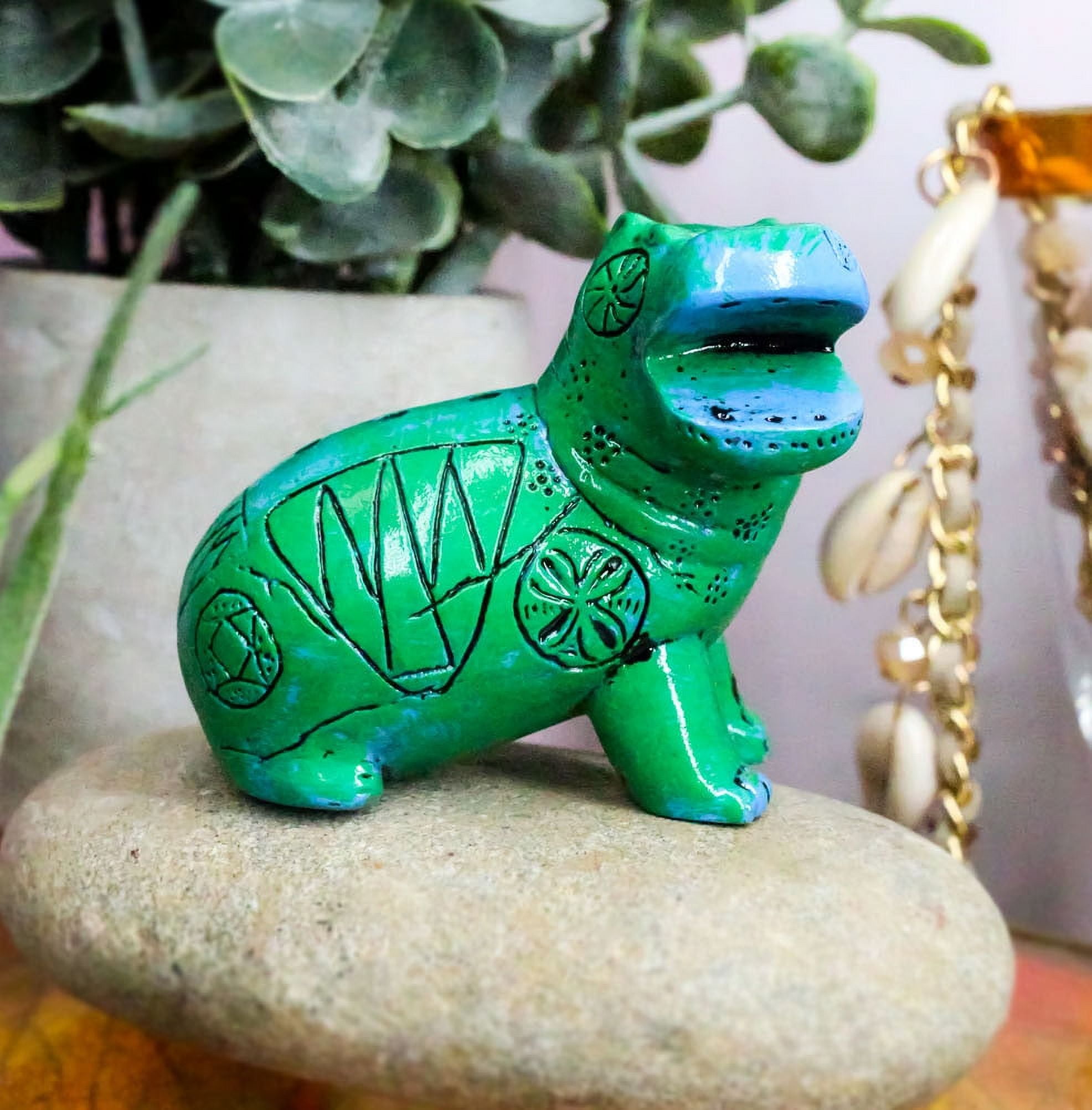 Turquoise Green Egyptian Goddess Taweret Hippo With Hieroglyphs Mini ...
