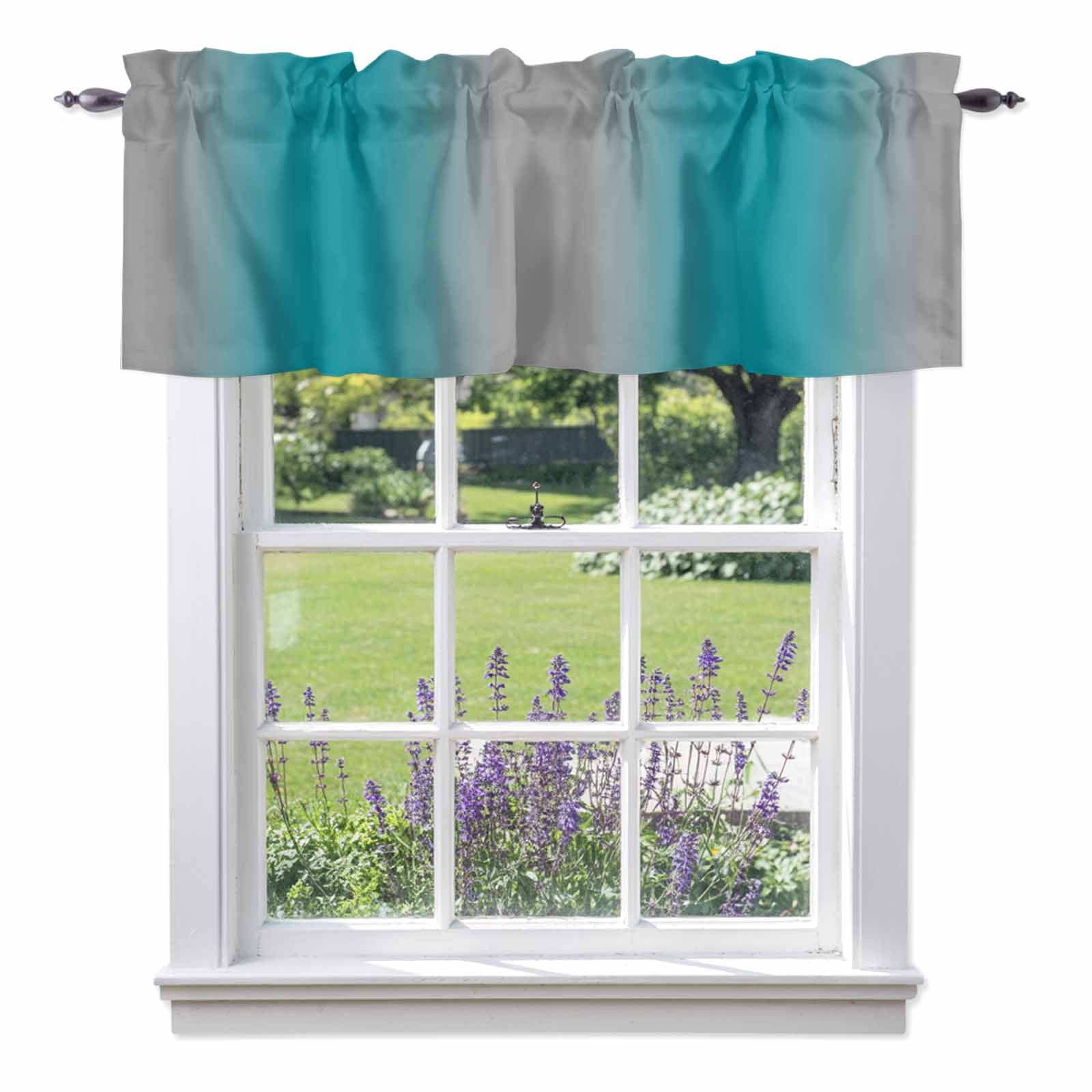 Turquoise Grey Ombre Valances for Windows, Gradient Color Valance ...