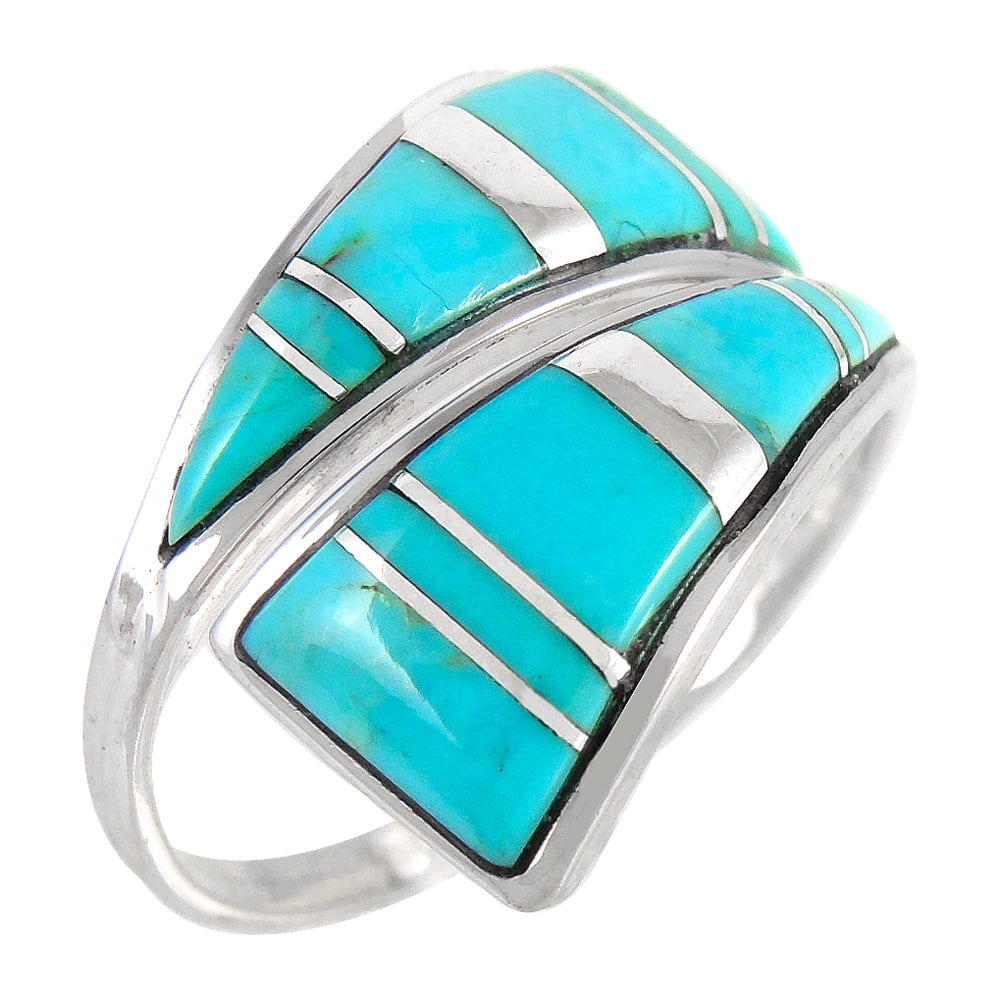 Turquoise Jewelry Ring for Women Sterling Silver 925 | Turquoise Network | R2011-C05-7 - Walmart.com