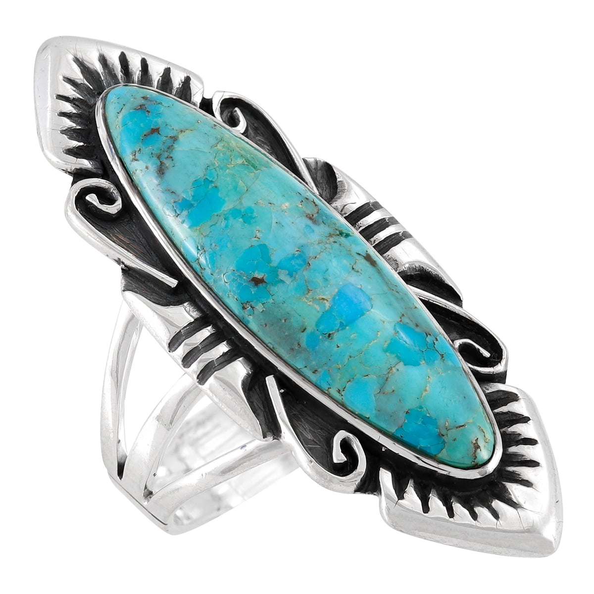 Turquoise Network Sterling Silver 925 Women's Jewelry Ring with Genuine ...