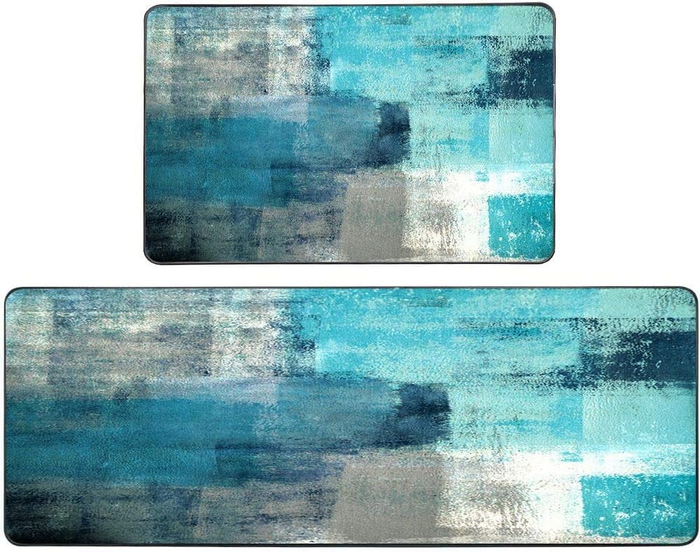 Turquoise Kitchen Rug Kitchen Mats Turquoise and Grey Abstract Art ...