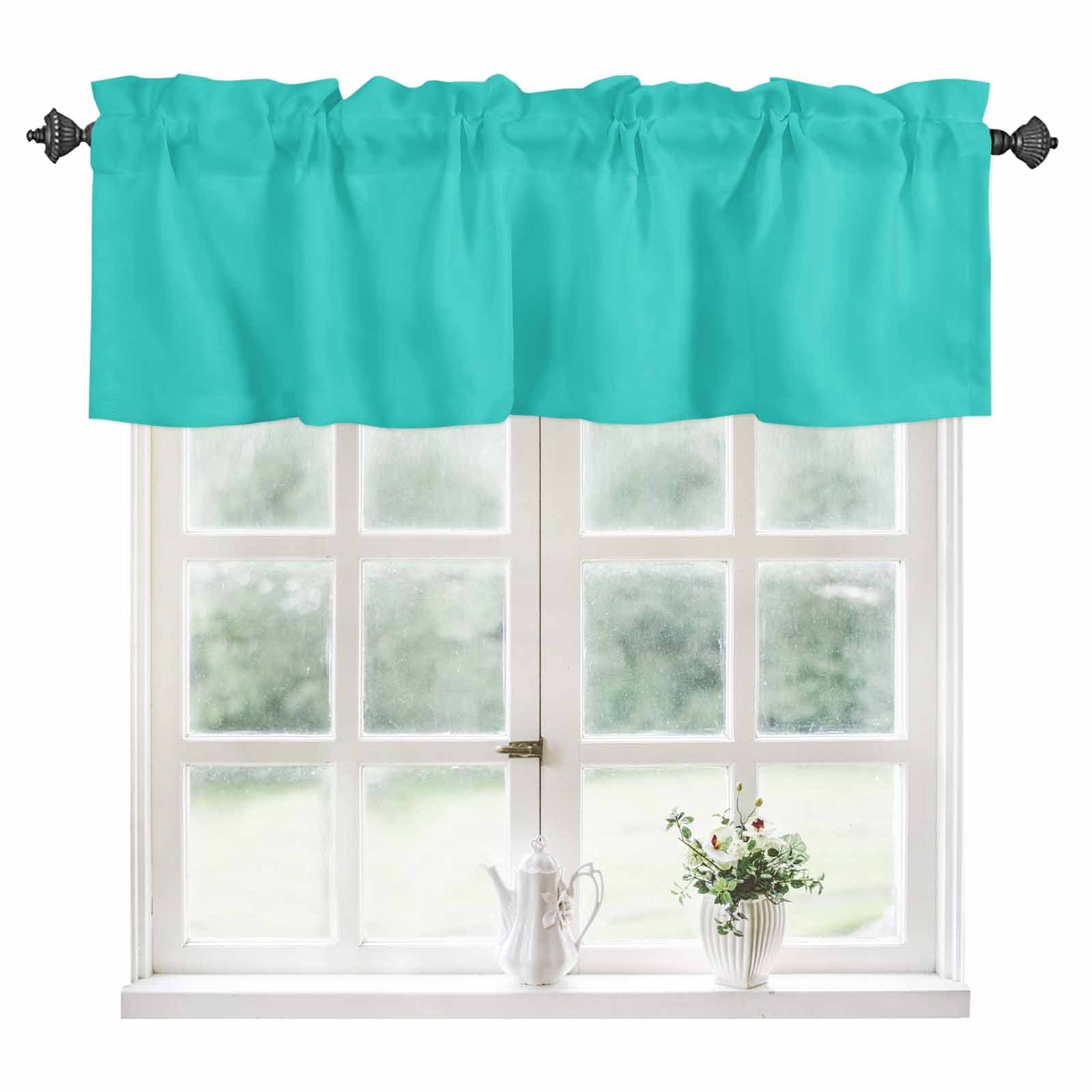 Turquoise Kitchen Valances for Windows 54x18 Inch Kitchen Curtains ...