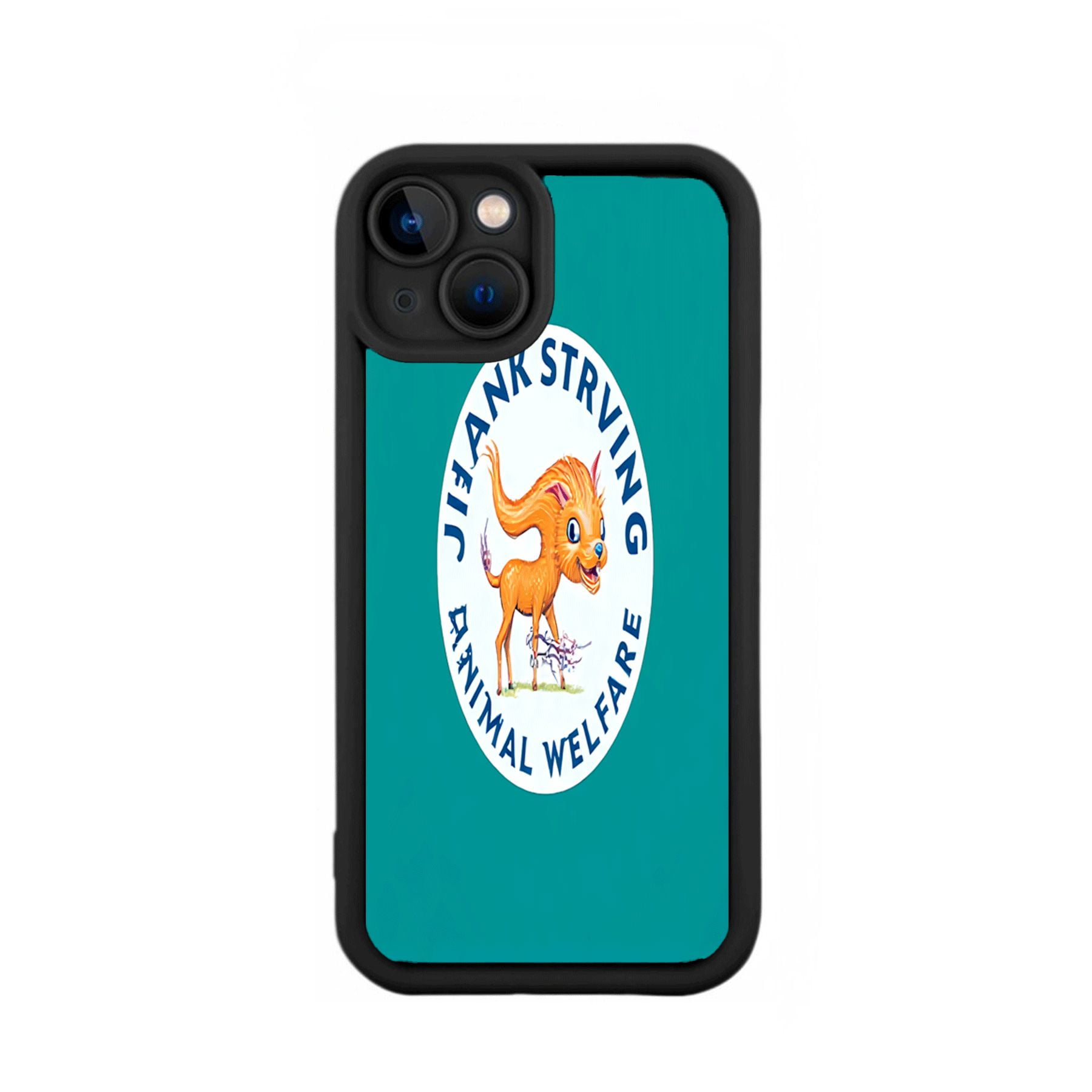 Turquoise Lightweight Phone Case for iPhone 15 - Black Border Orange ...