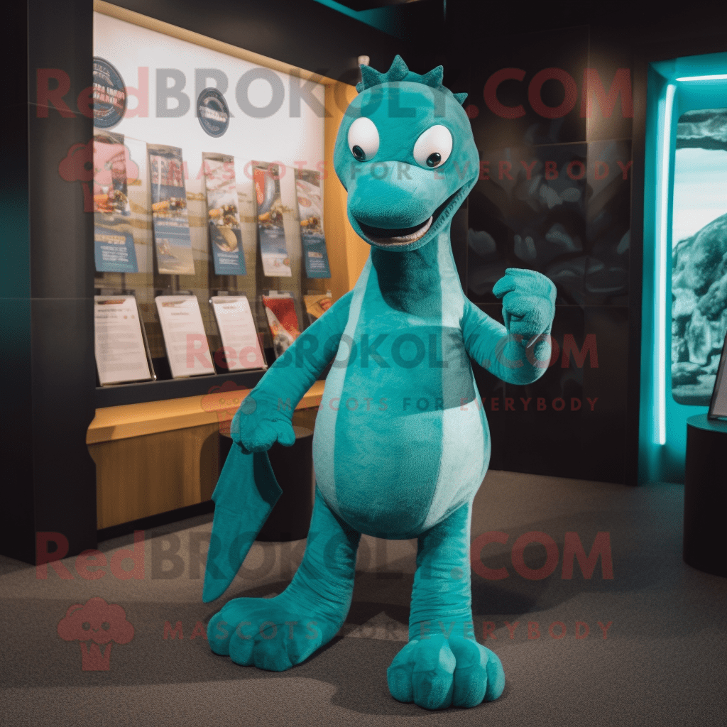 Turquoise Loch Ness Monster REDBROKOLY mascot costume character dressed ...