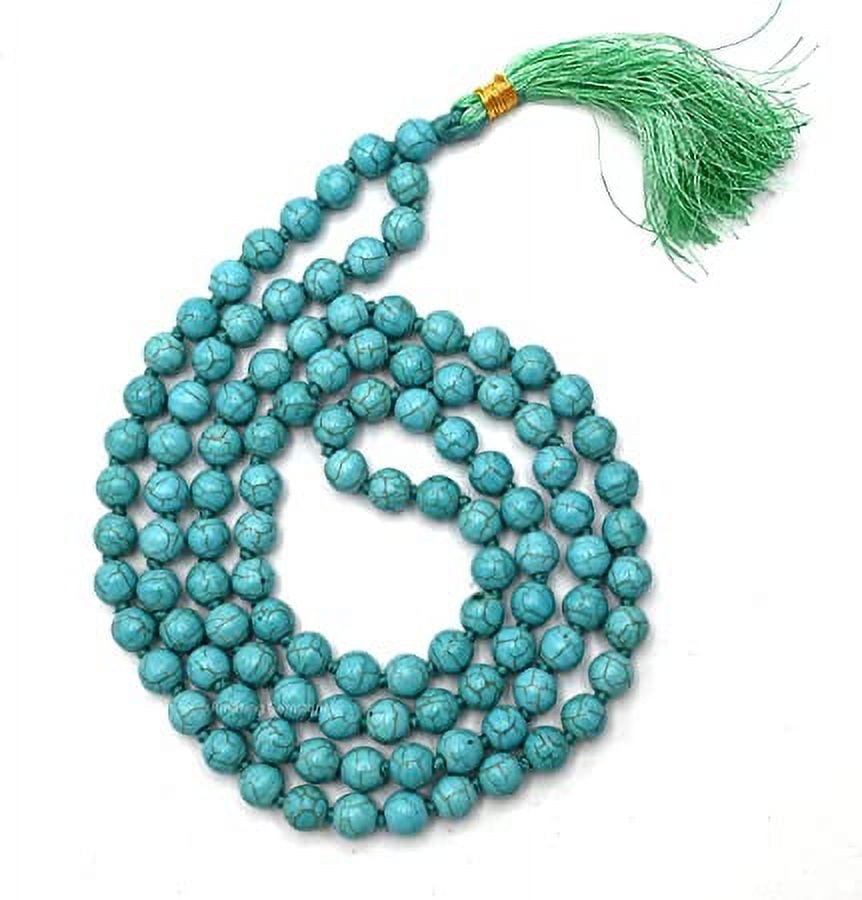 Turquoise Mala Beads 108 Buddhist Prayer Beads Japamala Hand Knotted ...