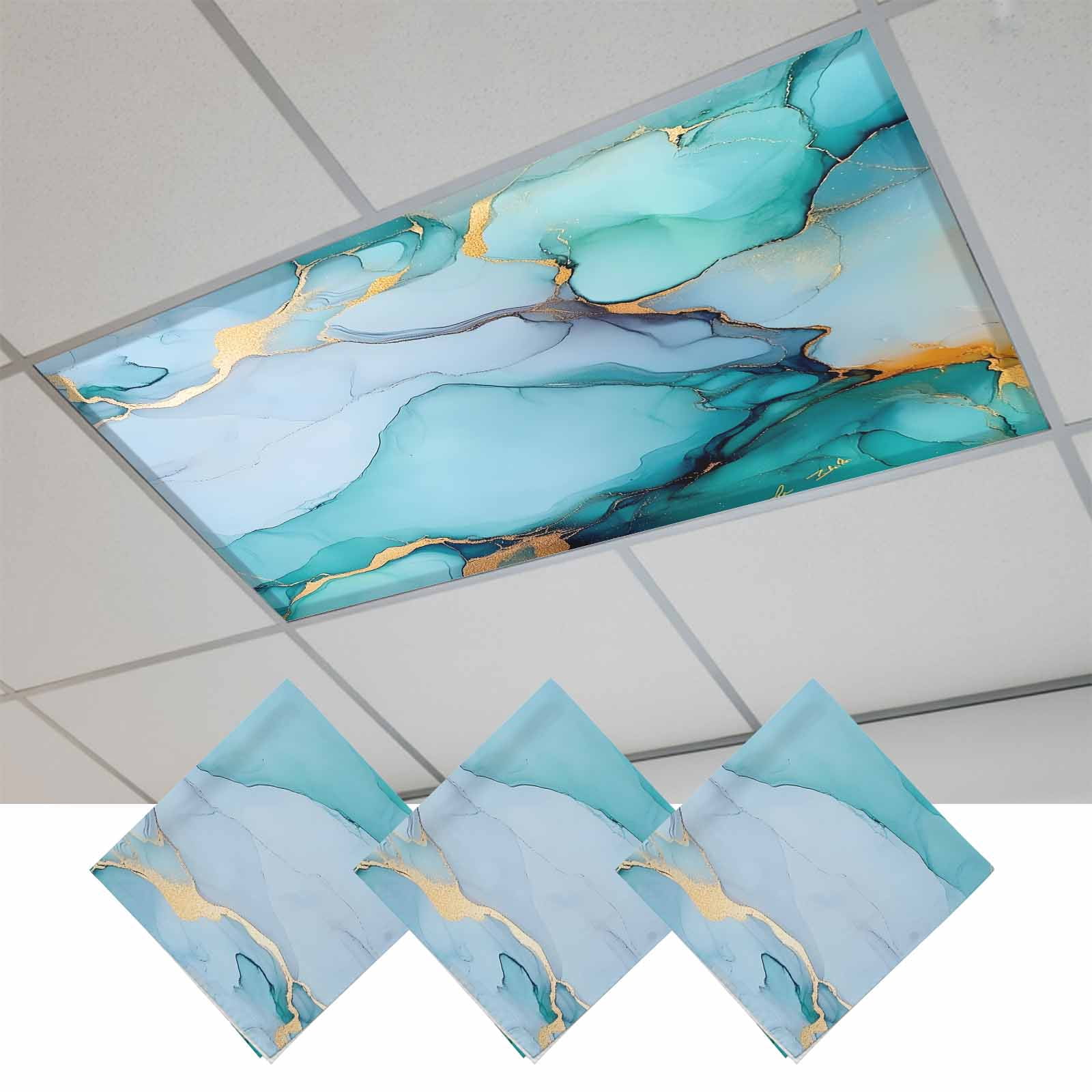 Turquoise Marble Fluorescent Light Covers, Abstract Green Modern Luxury ...