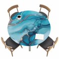 Turquoise Marble Round Fitted Tablecloth with Elastic Edge Abstract ...