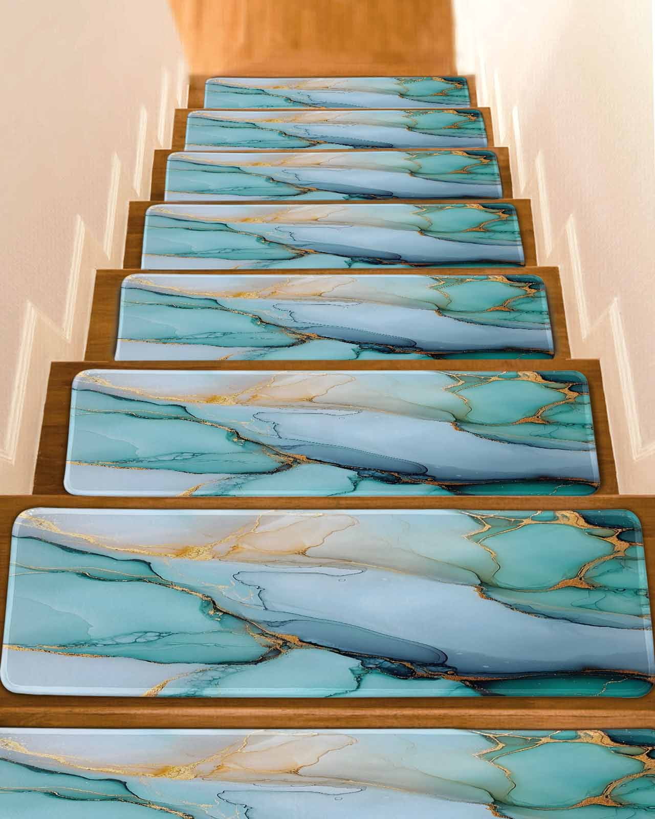 Turquoise Marble Stair Treads for Wooden Steps Indoor Runner Rug Carpet ...