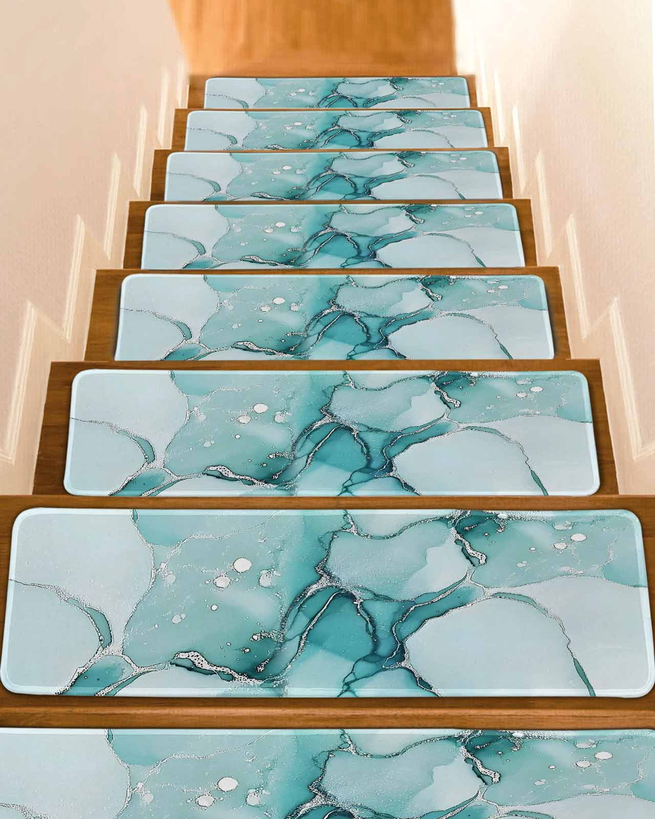Turquoise Marble Stair Treads for Wooden Steps Indoor Runner Rug Carpet ...