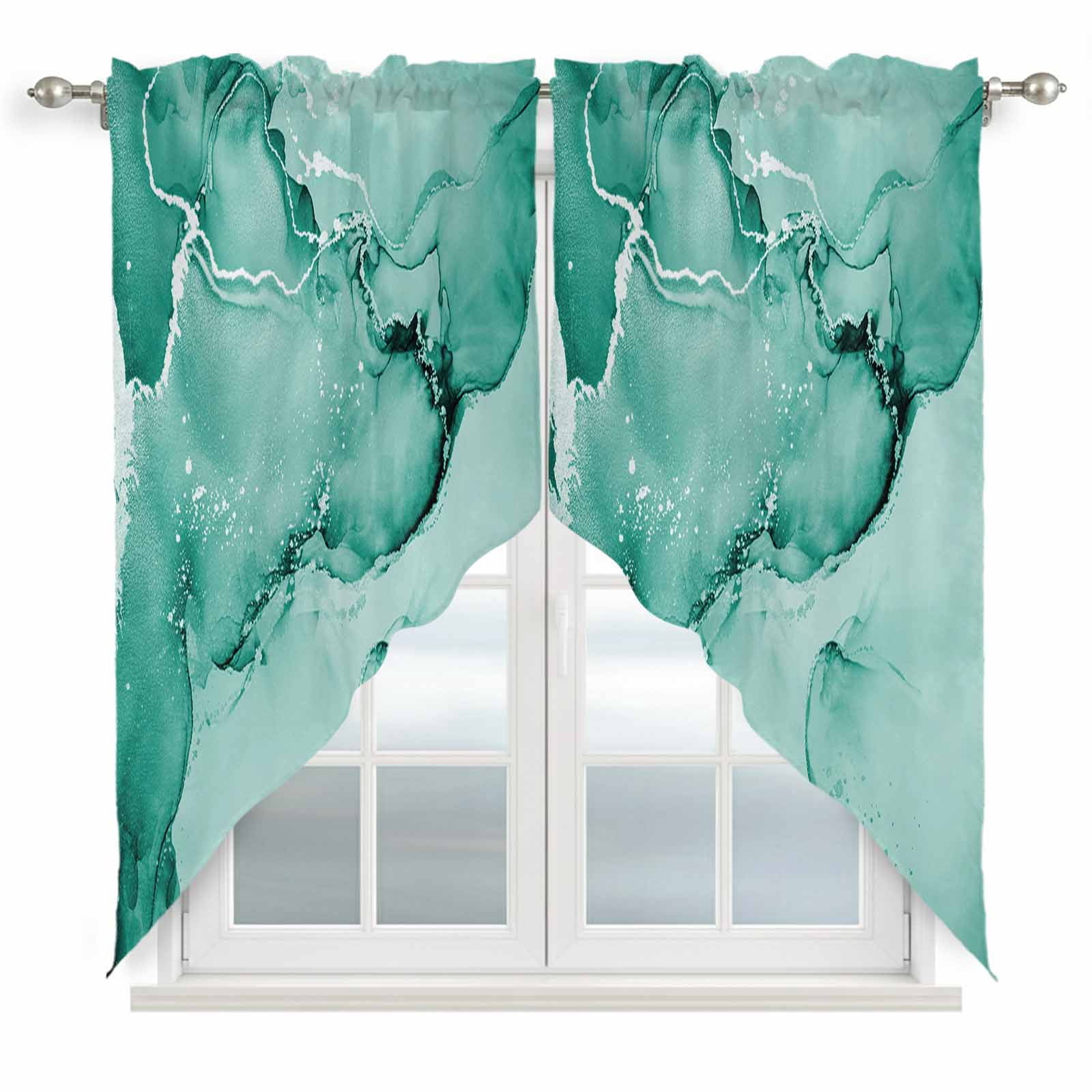 Turquoise Marble Swag Curtains Nature Marble Stone Ripple Modern Art ...