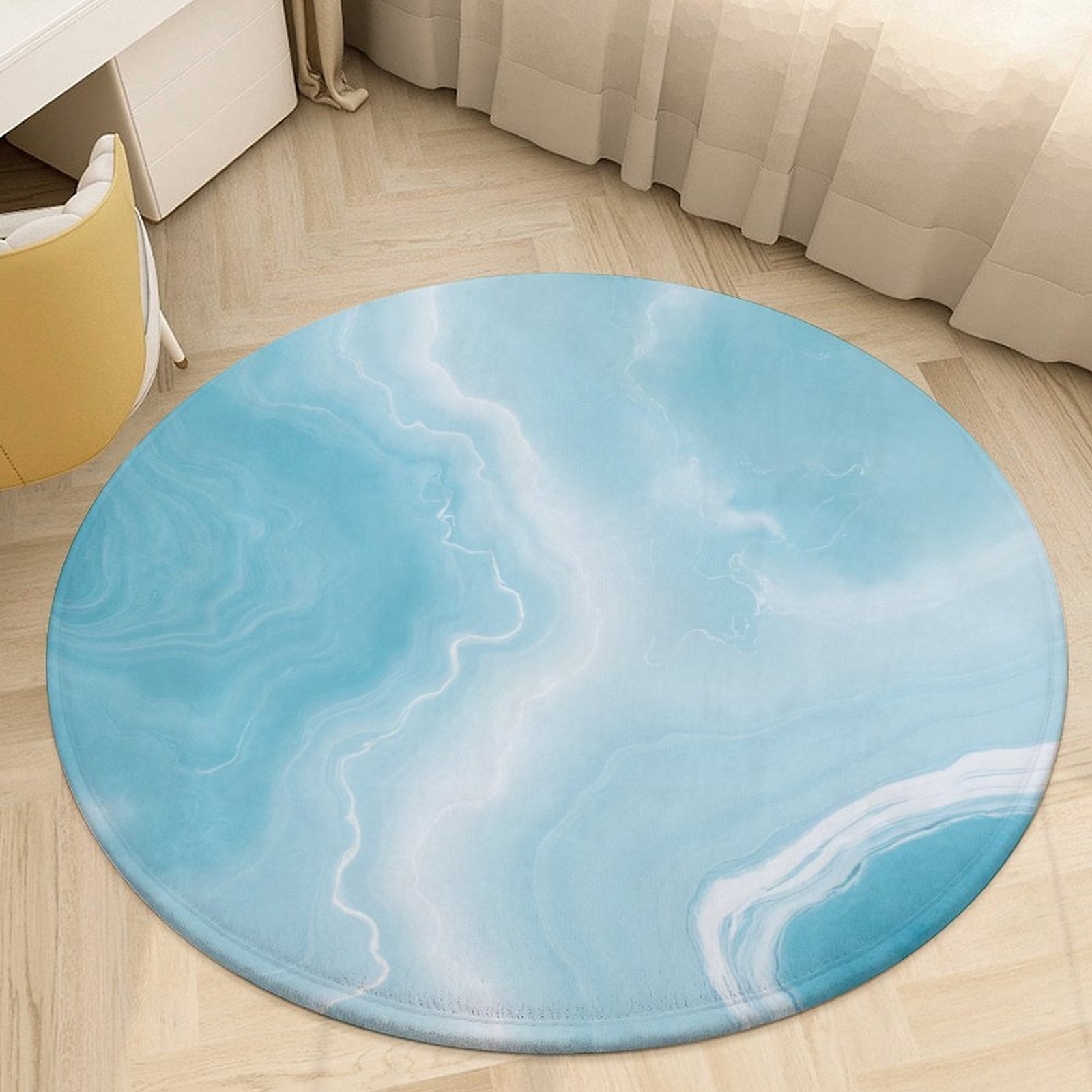 Turquoise Marble Texture Round Area Rugs for Bedroom Living Room, 6FT ...