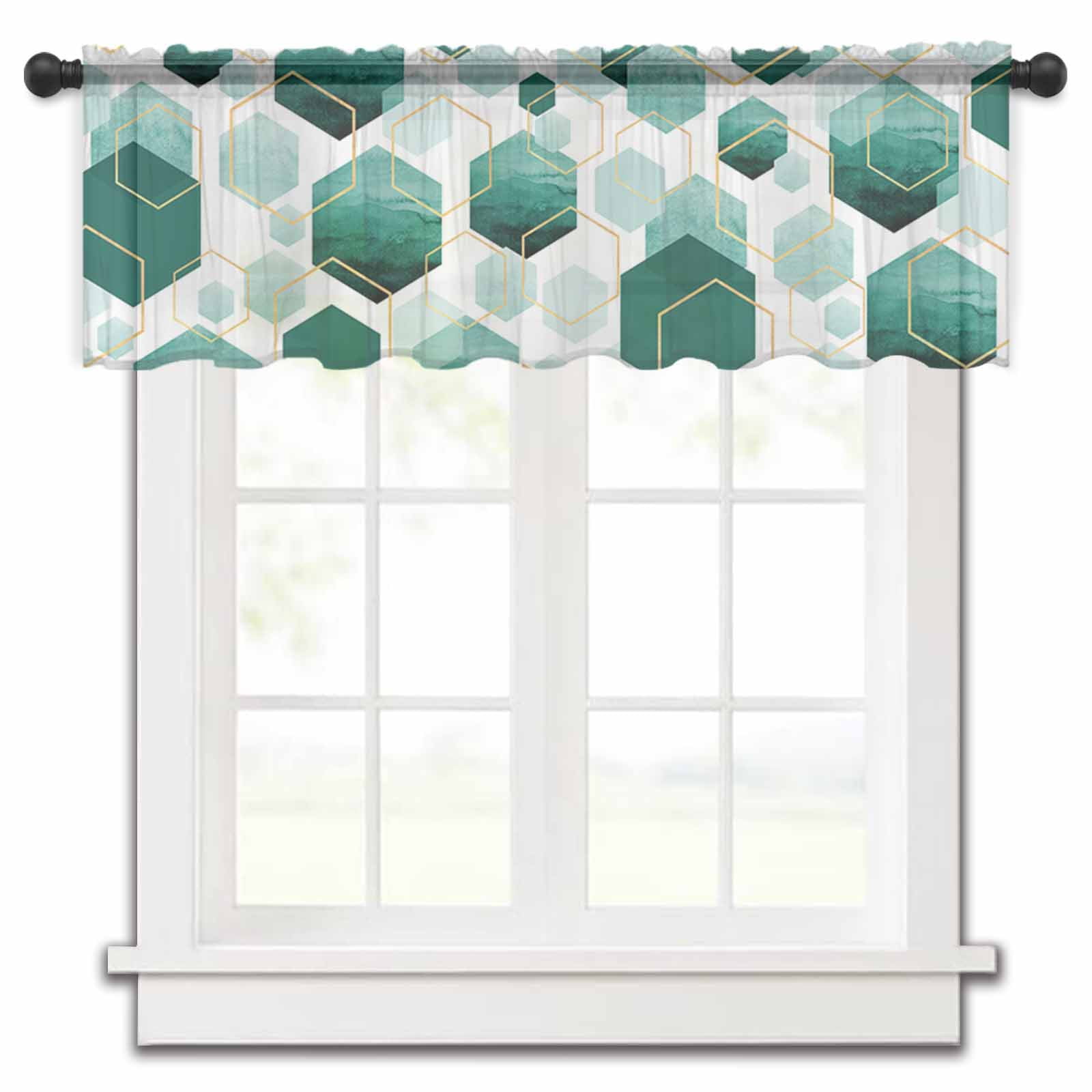 Turquoise Marble Valance Curtains for Kitchen/Living Room/Bathroom ...