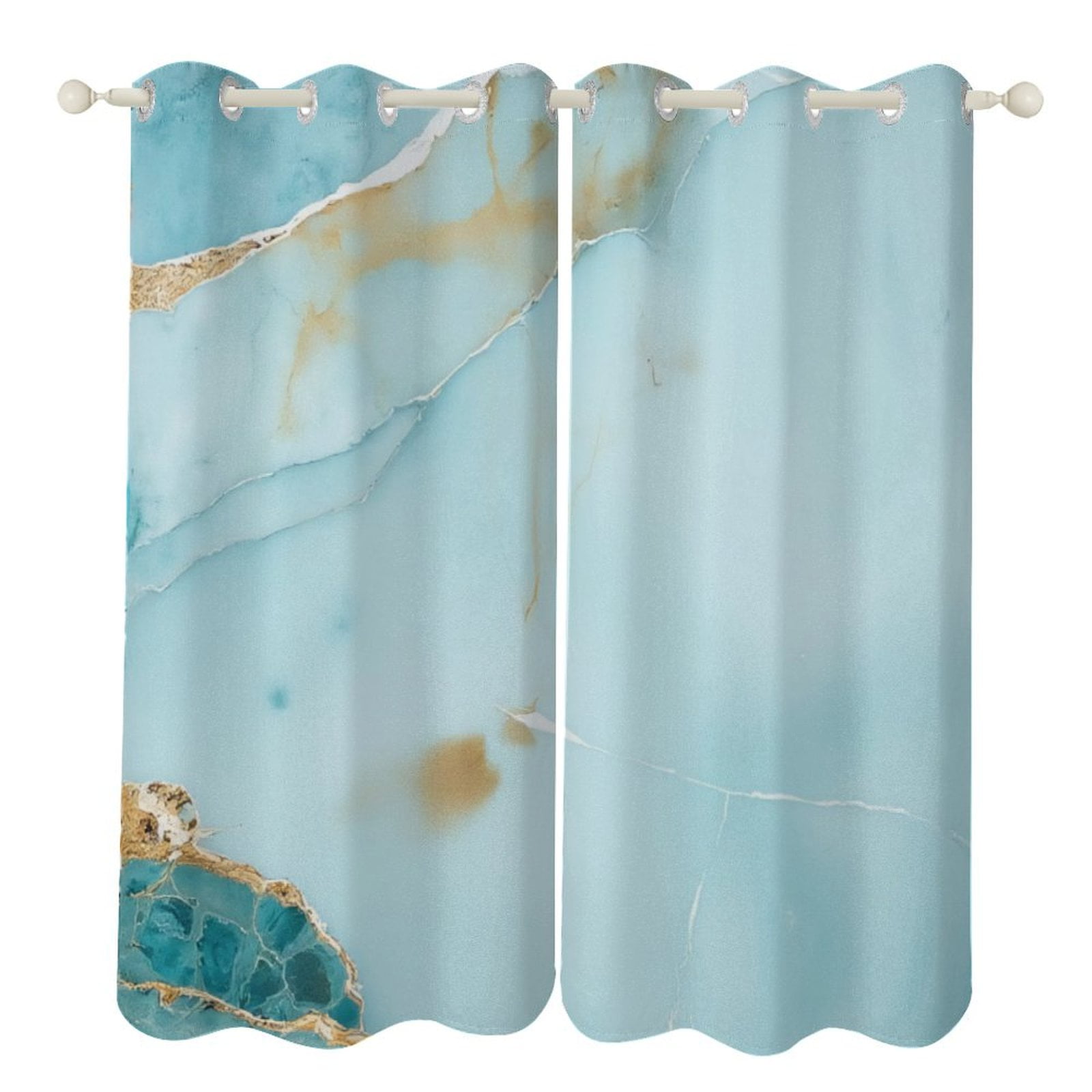 Turquoise Marble Vein Art 2 Panels Curtains for Bedroom Living Room ...