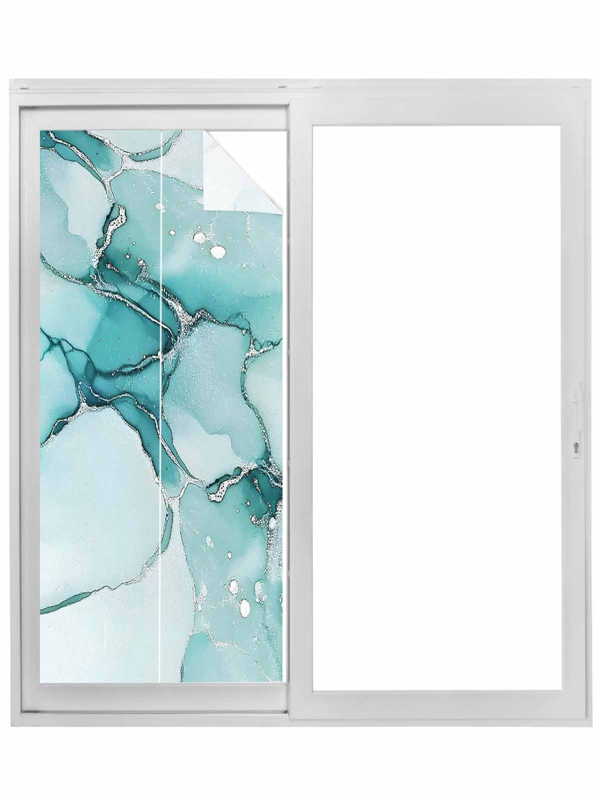 Turquoise Marble Window Privacy Film Stained Glass Window Film ...