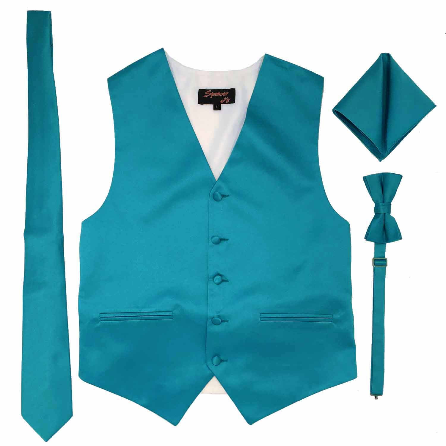 Turquoise Men's Satin Vest Spencer J's - 4XL - Walmart.com