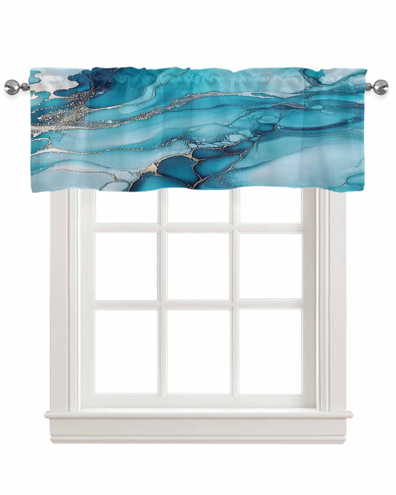 Turquoise Modern Kitchen Valances for Windows Farmhouse Linen Window ...