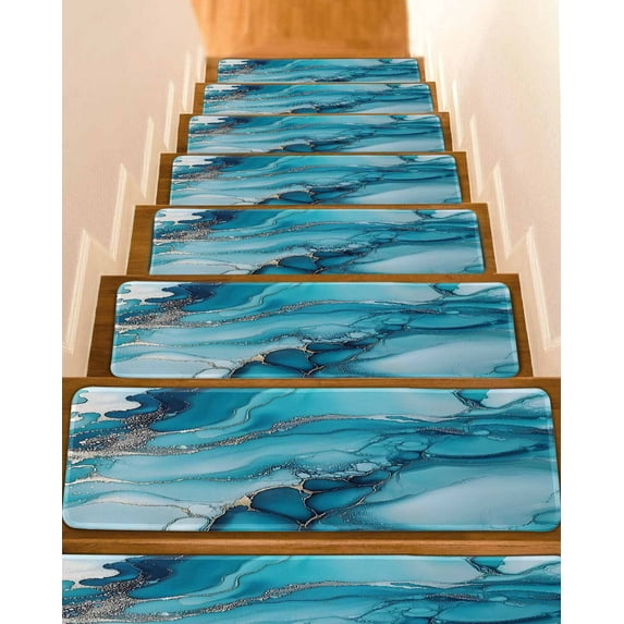 Turquoise Modern Non-Slip Stair Treads for Wooden Steps, 4 Pack-8x30in ...