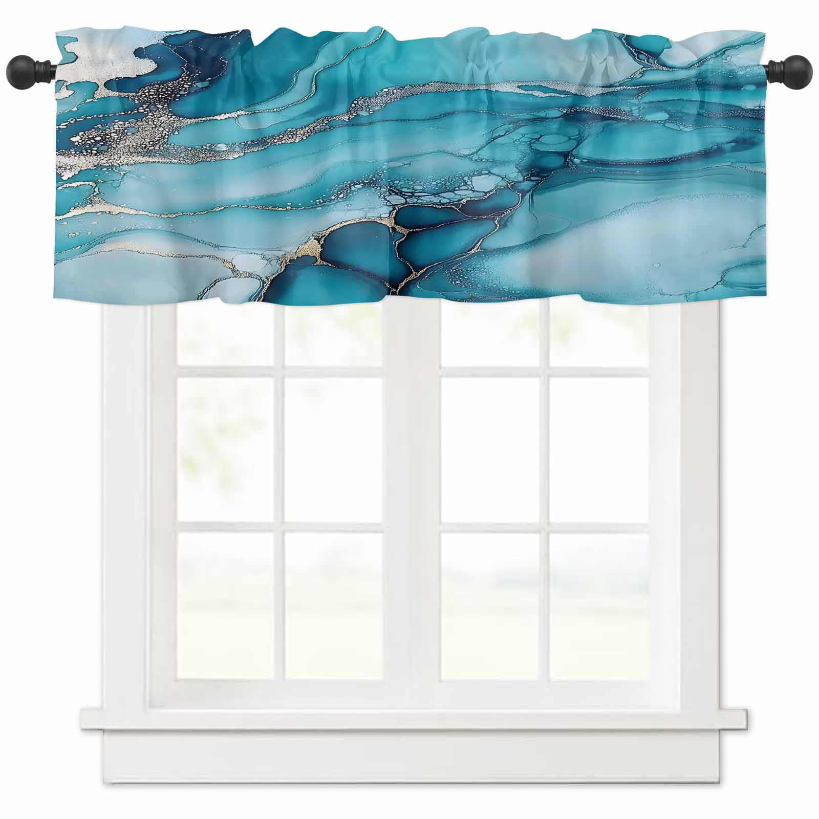 Turquoise Modern Valances for Windows Farmhouse Kitchen Curtains ...
