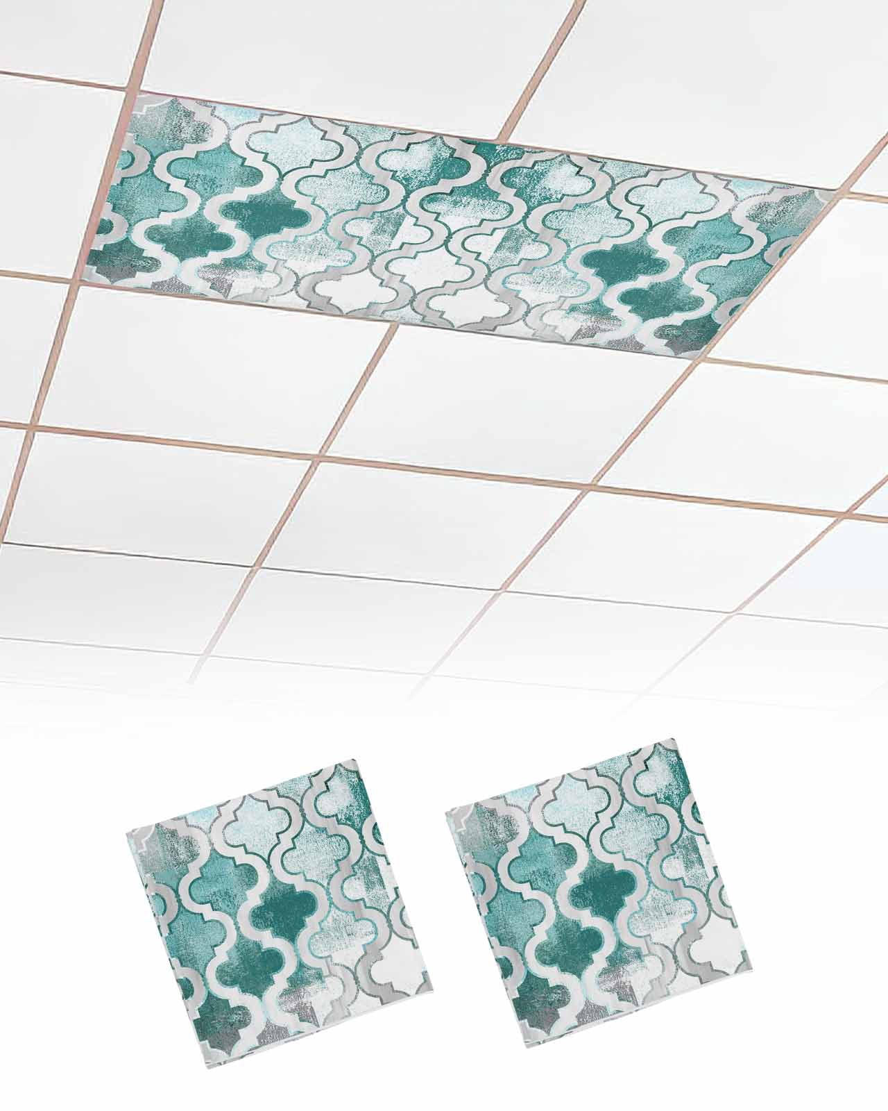 Turquoise Morocco Fluorescent Light Covers for Ceiling Lights 4x2 feet ...