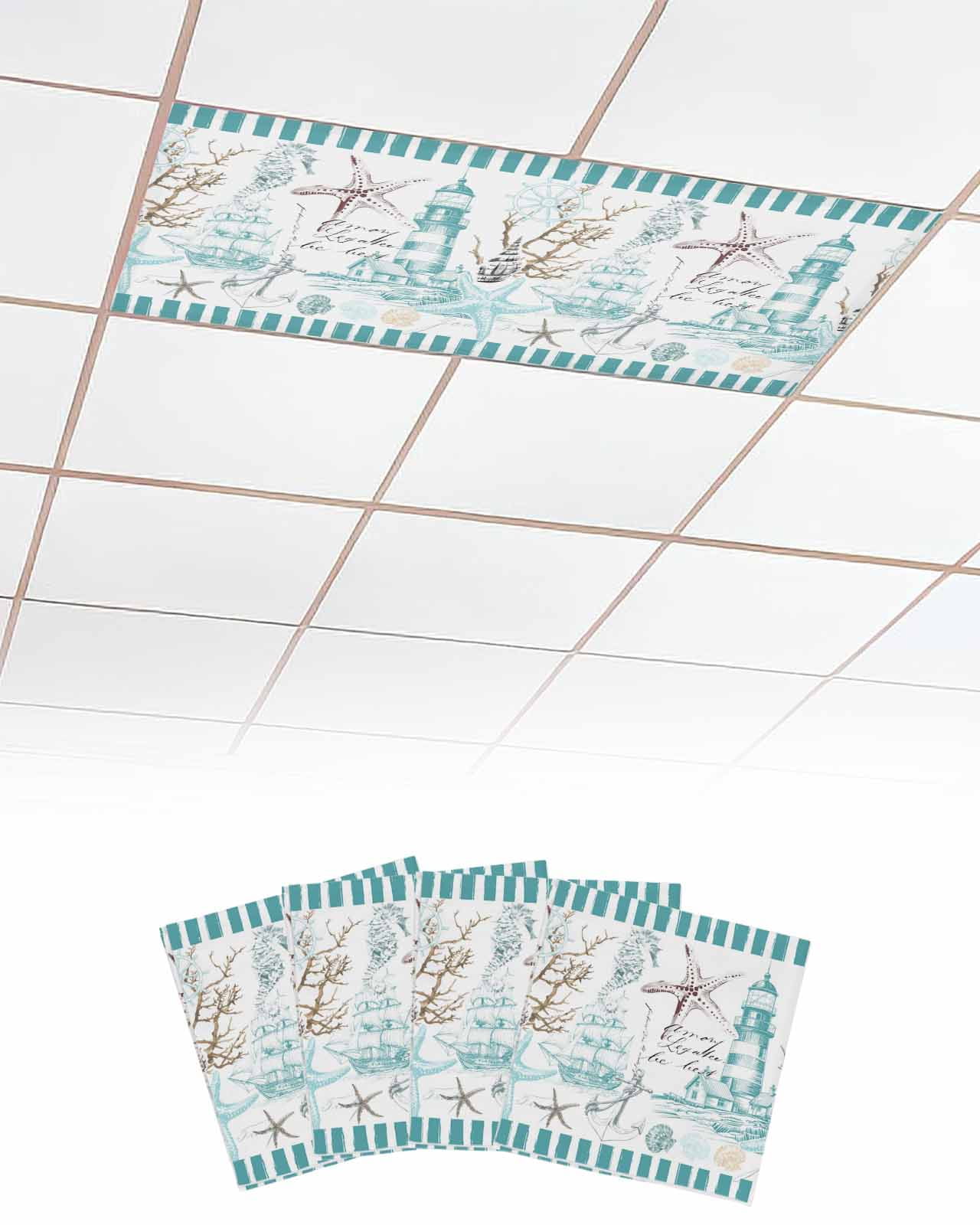 Turquoise Ocean Fluorescent Light Covers for Ceiling Lights 4x2 feet,4 ...