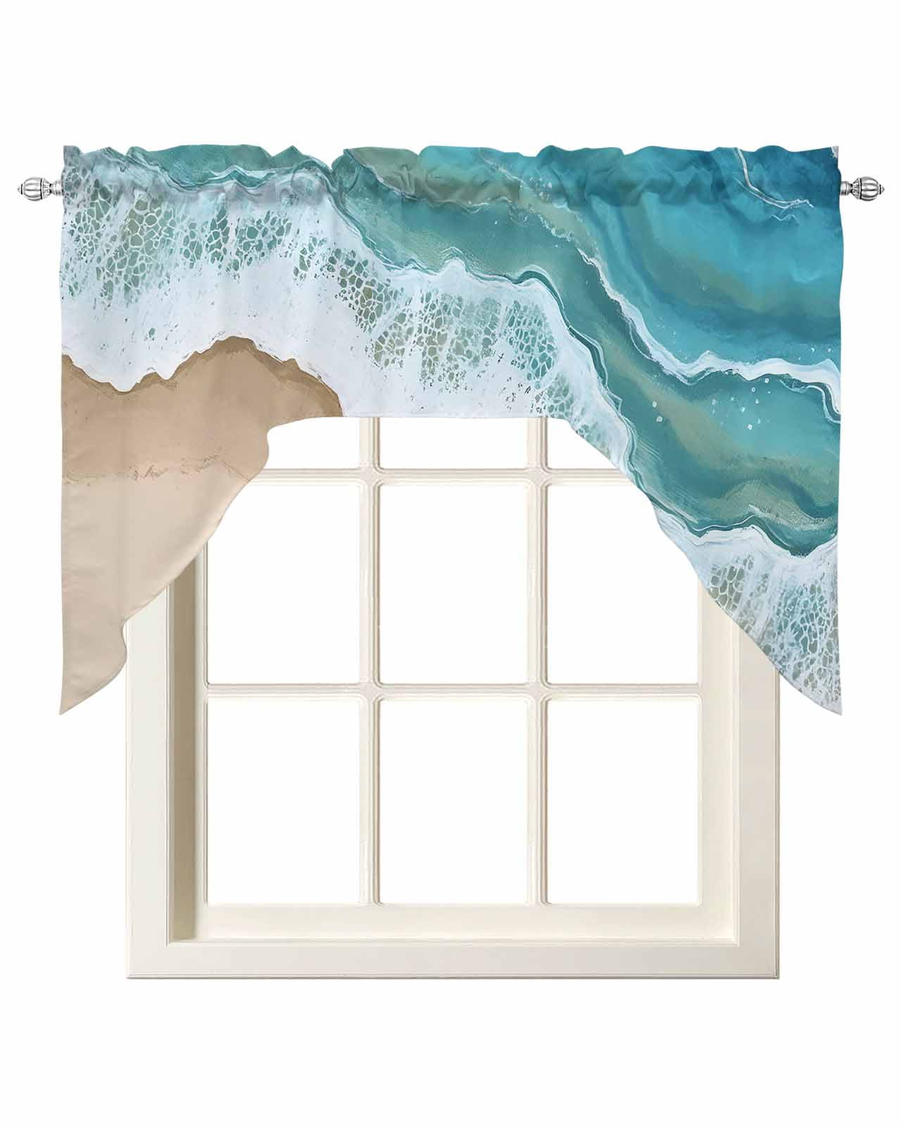 Turquoise Ocean Kitchen Curtains Swag Valance for Windows/Bathroom/Cafe ...