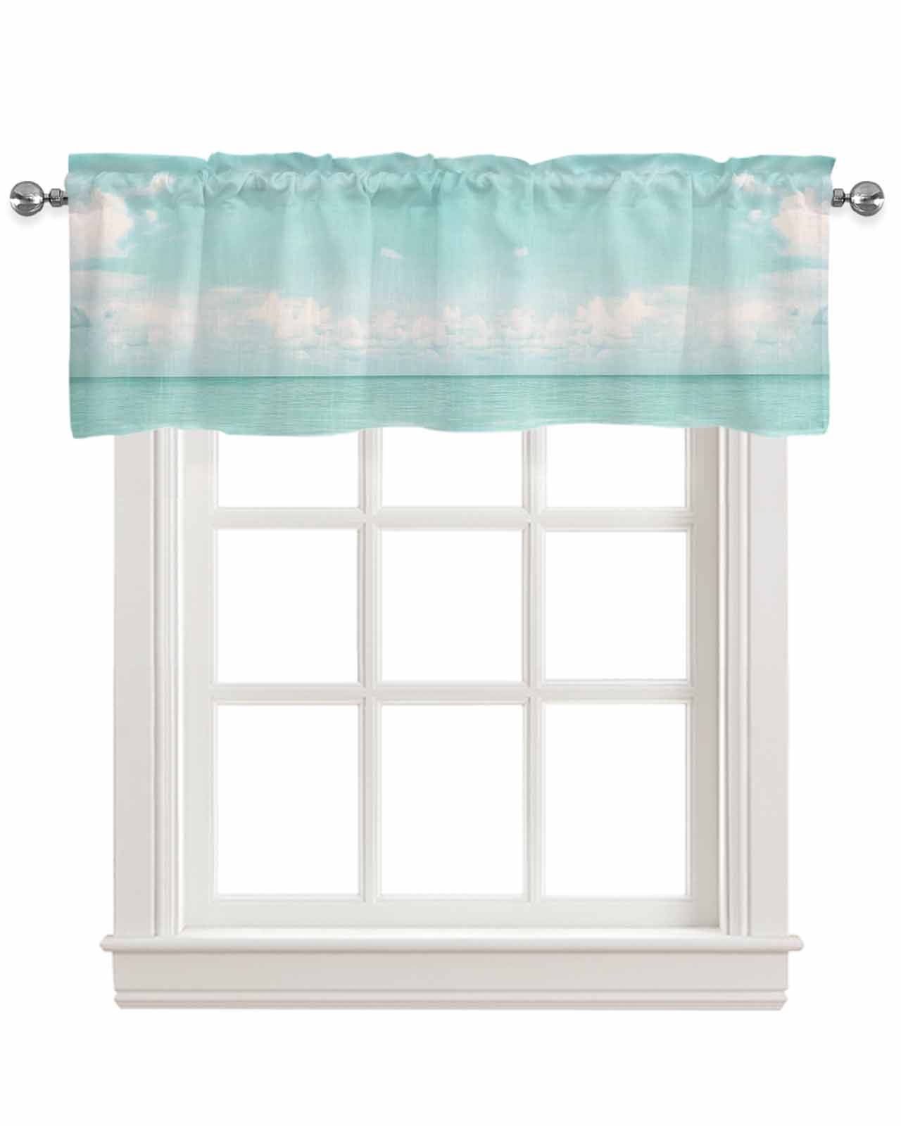 Turquoise Ocean Kitchen Valances for Windows Farmhouse Linen Window ...