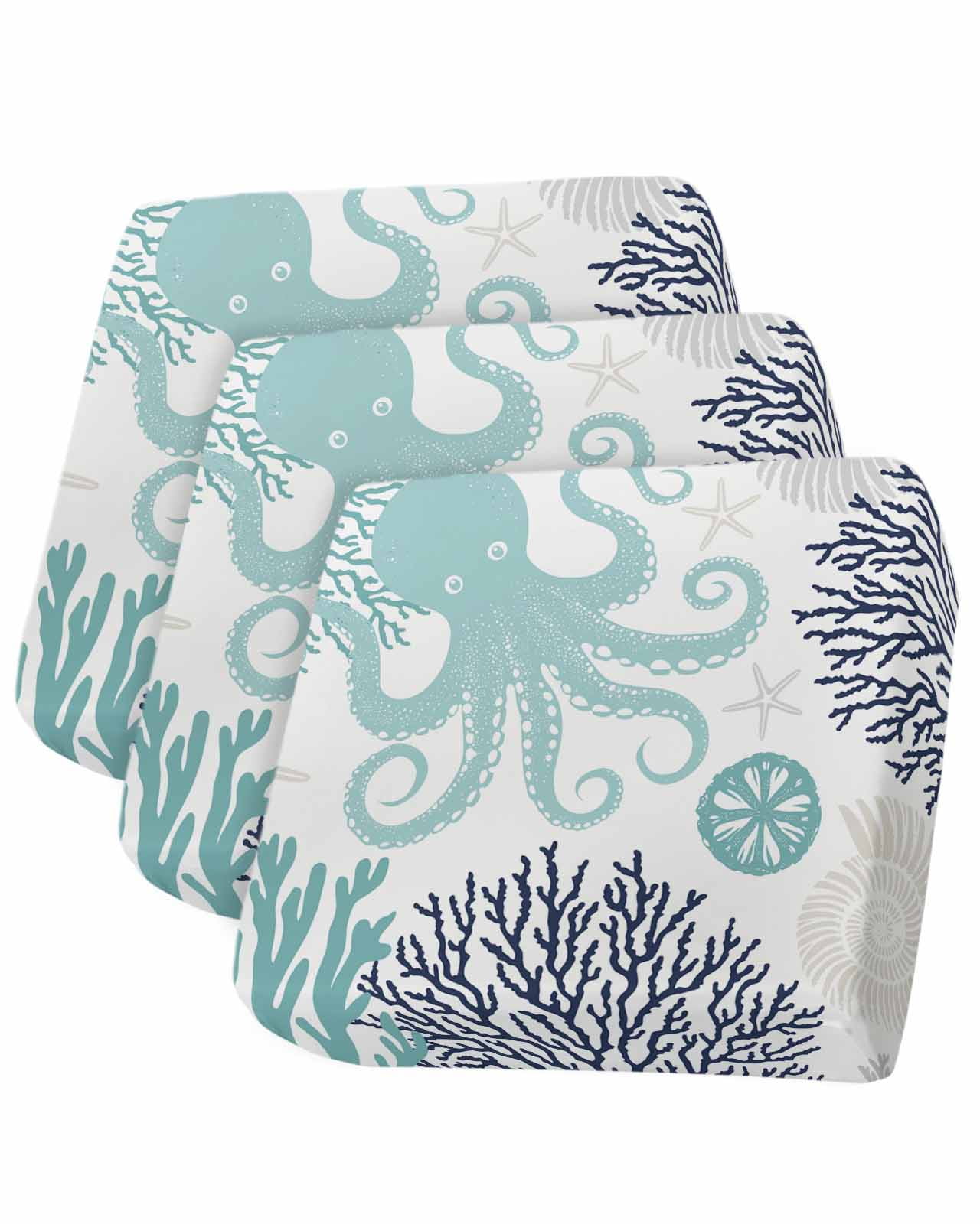 Turquoise Octopus Coastal Sofa Couch Cushion Covers Washable, Removable ...