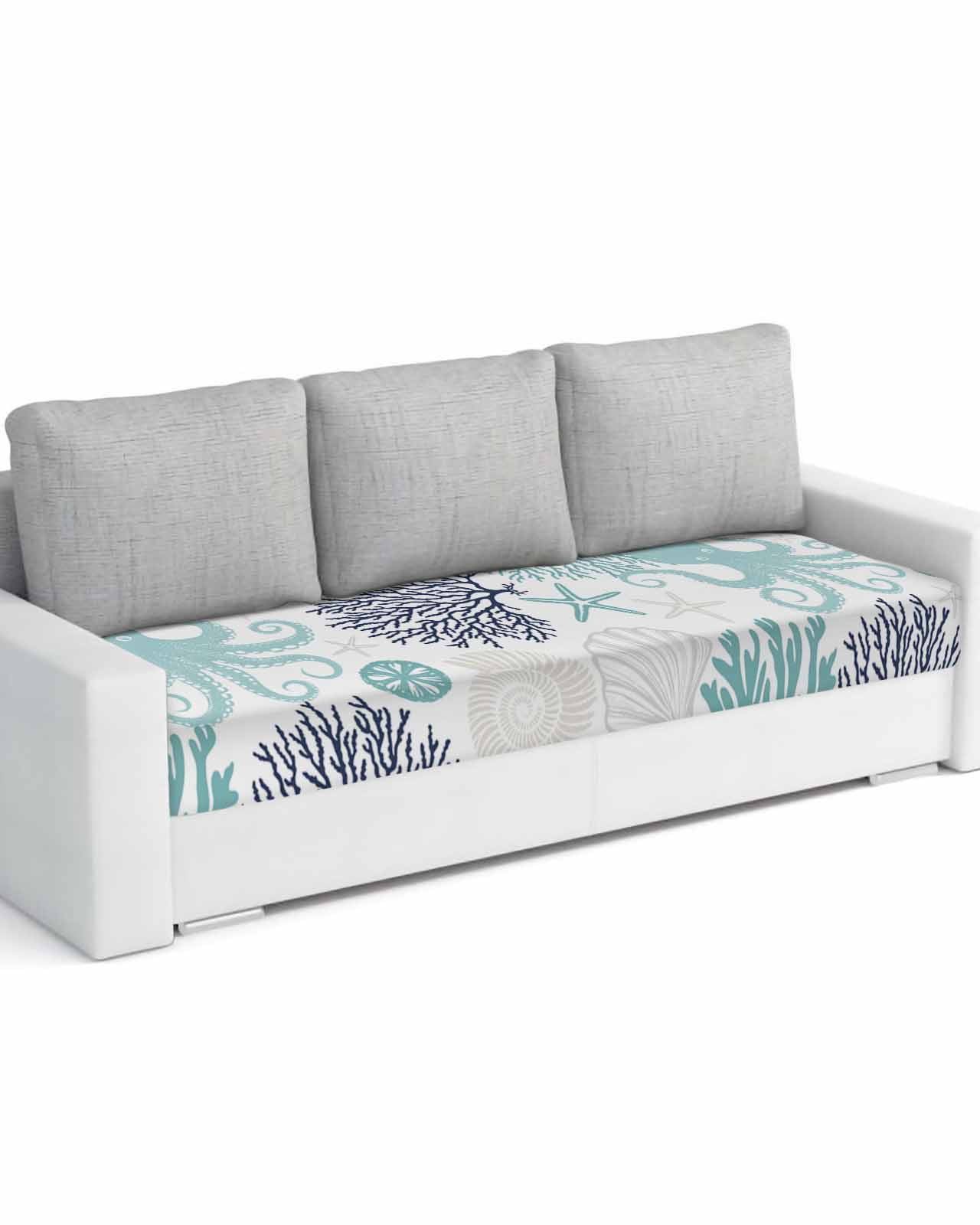 Turquoise Octopus Coastal Sofa Couch Cushion Covers Washable, Removable ...