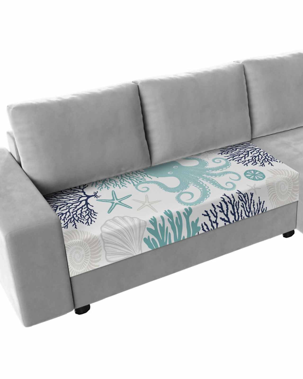 Turquoise Octopus Coastal Sofa Couch Cushion Covers Washable, Removable ...