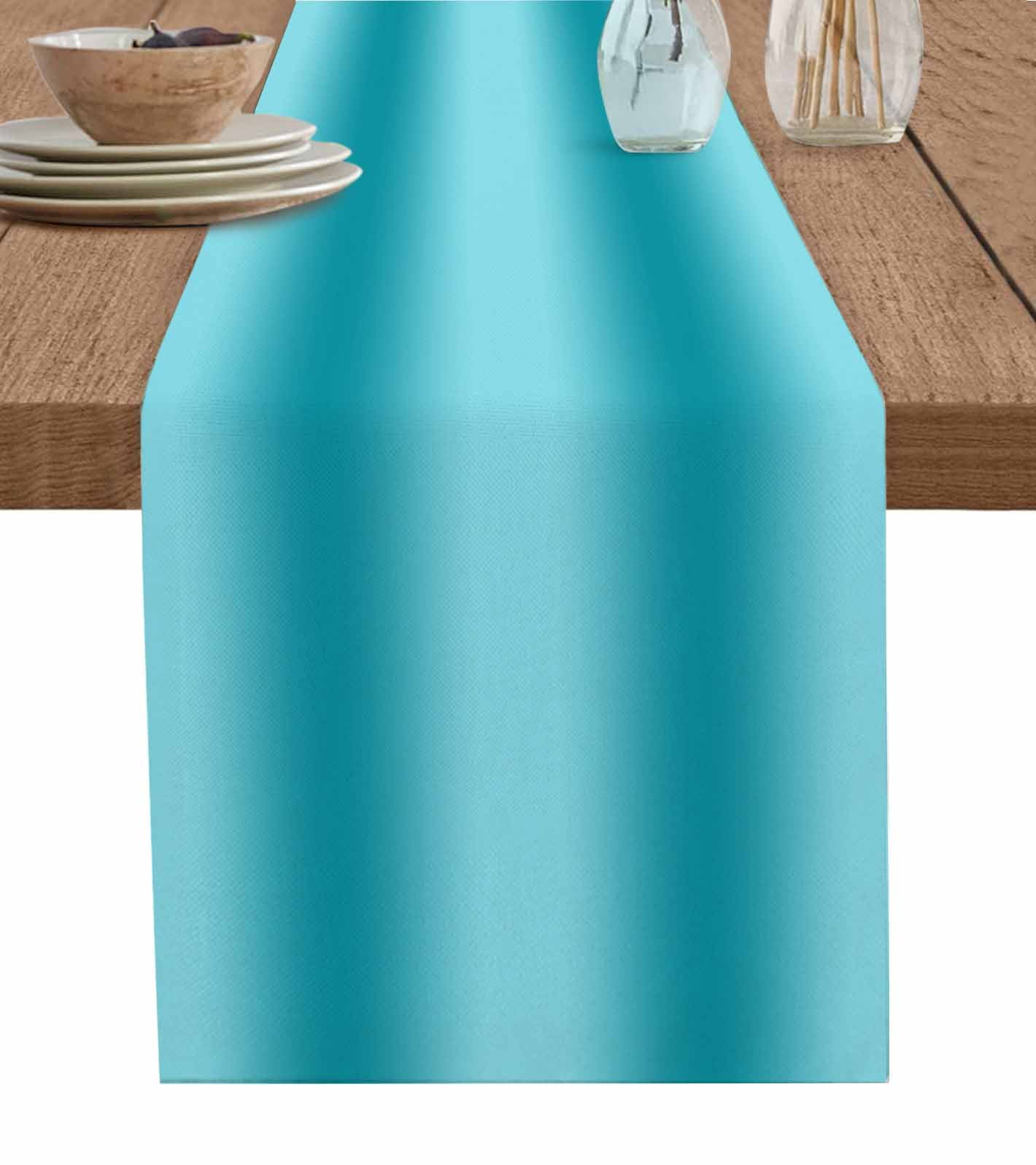 Turquoise Ombre Burlap Cotton Table Runner 18x72 Inches Long, Modern Abstract Art Farmhouse ...